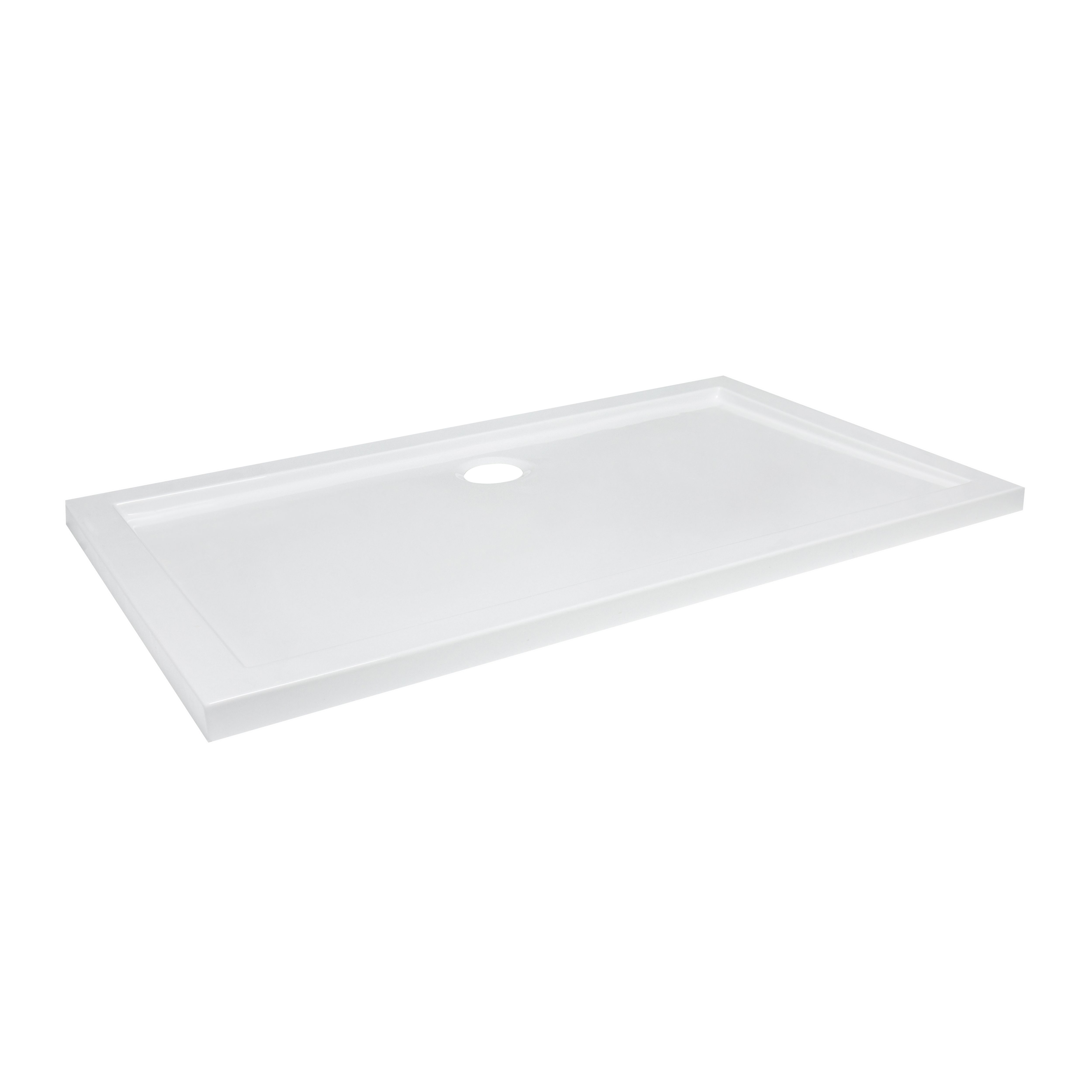 GoodHome Vorma Gloss White Rectangular Centre drain Shower tray (L ...