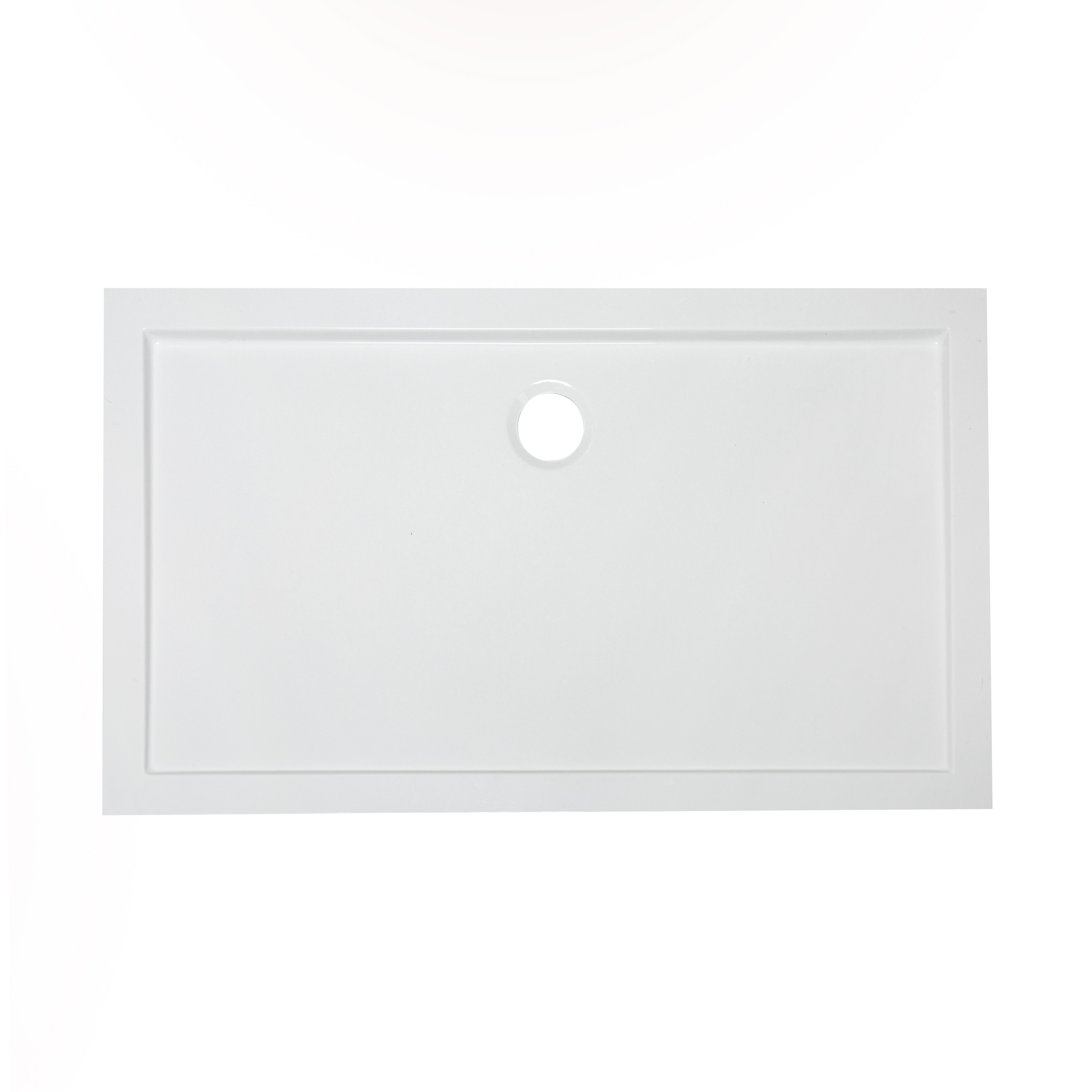 GoodHome Vorma Gloss White Rectangular Centre drain Shower tray (L ...