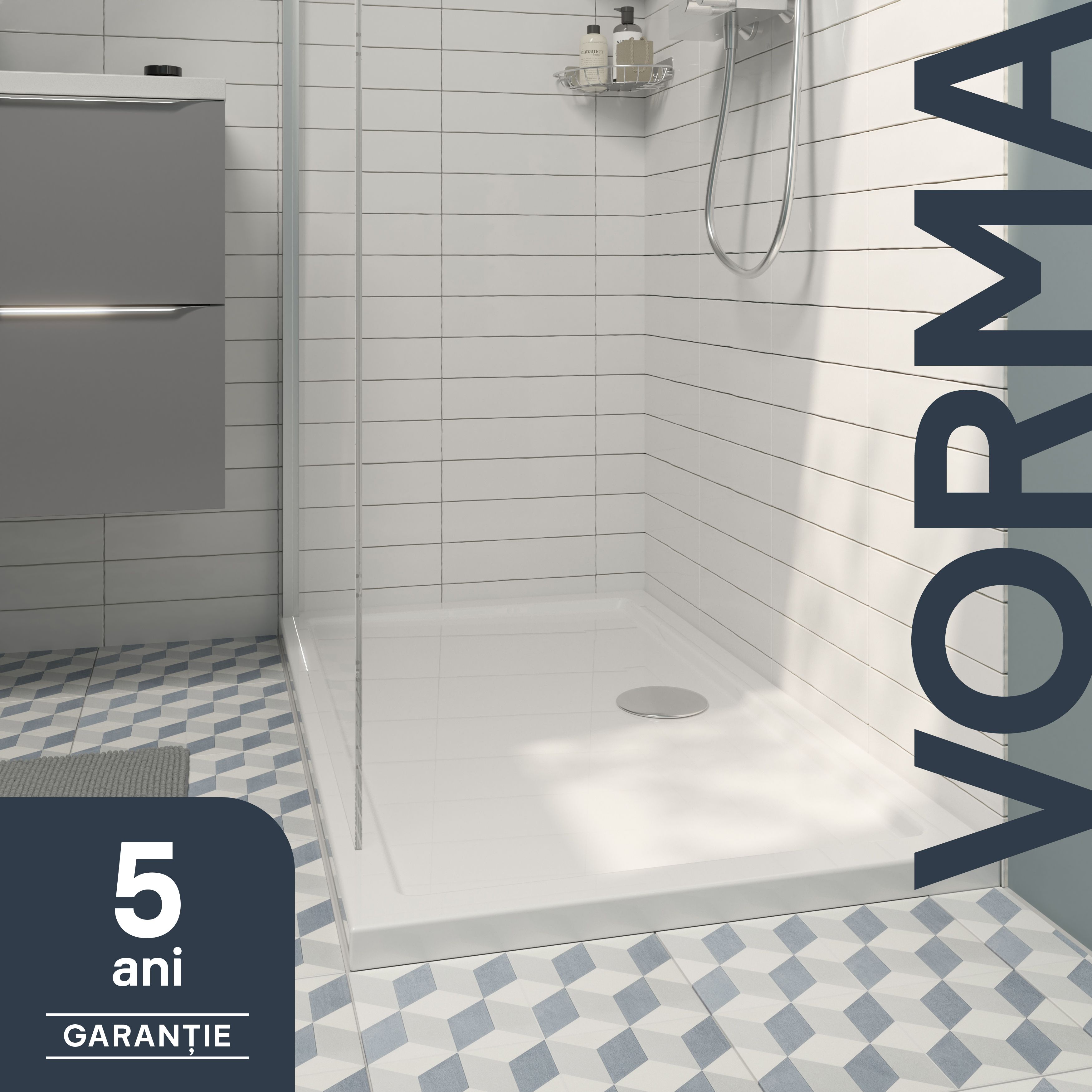 GoodHome Vorma Gloss White Rectangular Centre drain Shower tray (L ...