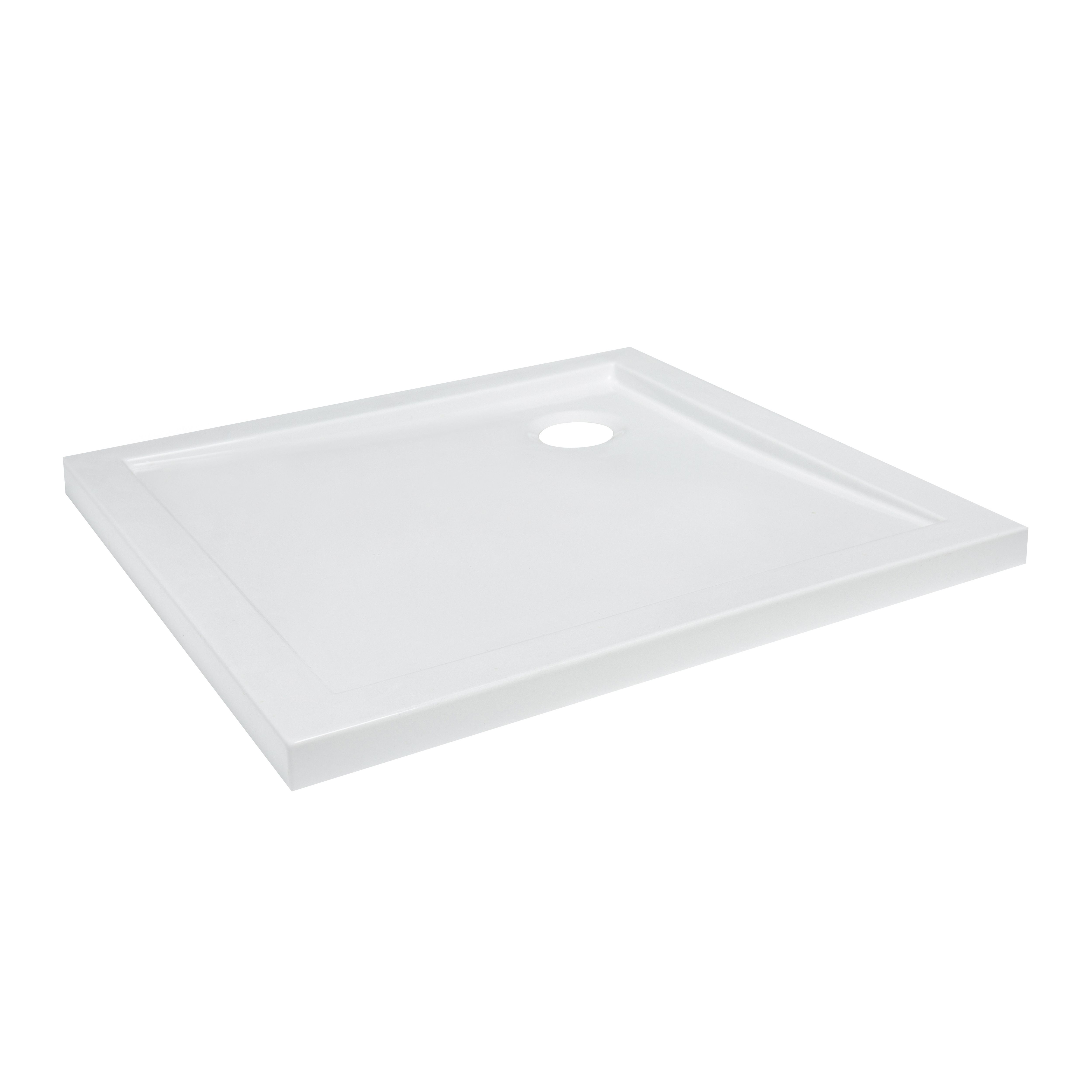 GoodHome Vorma Gloss White Rectangular Corner drain Shower tray (L ...