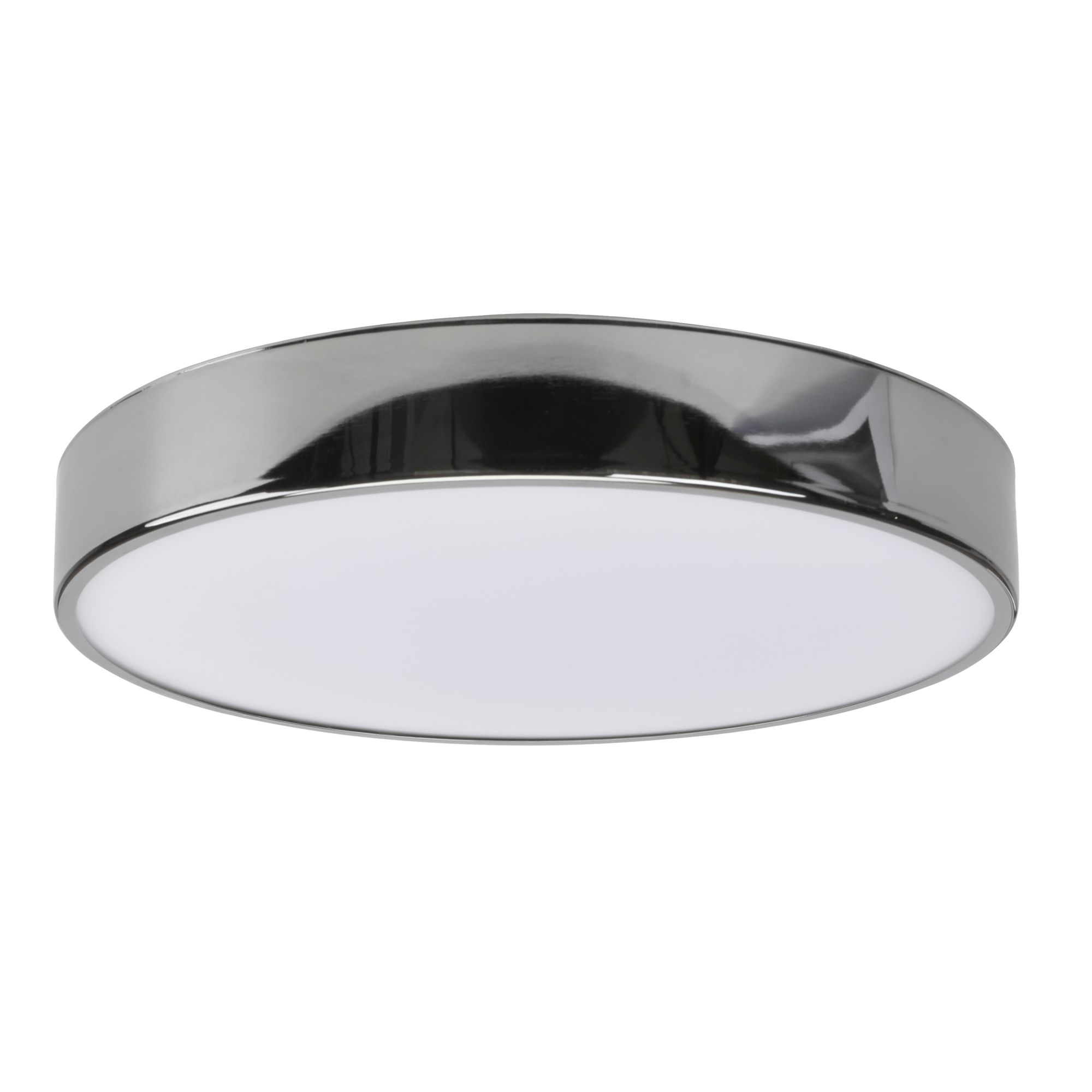 GoodHome Wapta Flush Metal & plastic Chrome effect Bathroom LED Ceiling ...