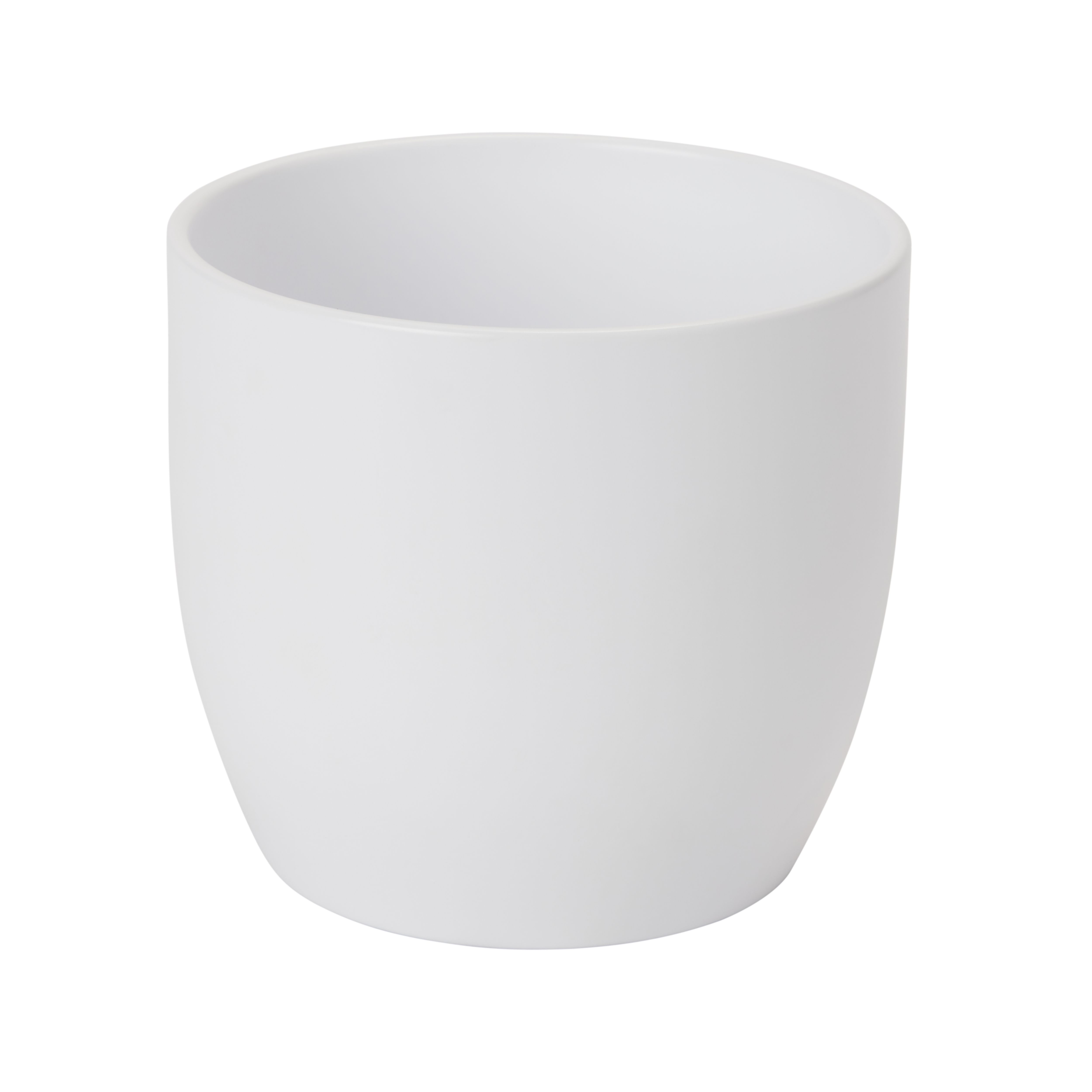 GoodHome White Ceramic Round Plant pot (Dia) 14.4cm, (H)12.5cm, 1.4L ...