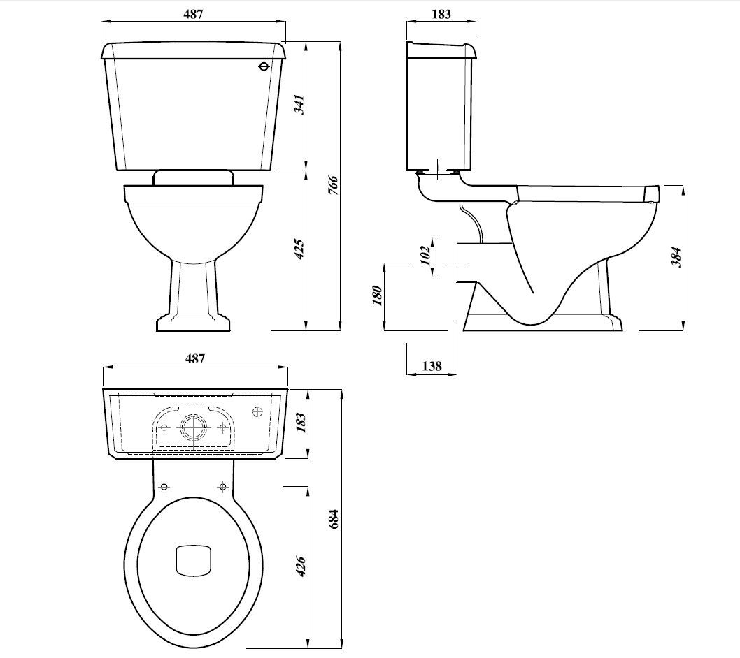 GoodHome White Close-coupled Floor-mounted Toilet & full pedestal basin ...