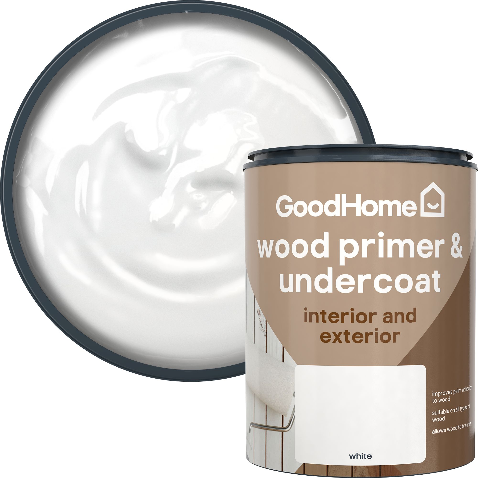 GoodHome White Multi-surface Wood Primer & undercoat, 750ml