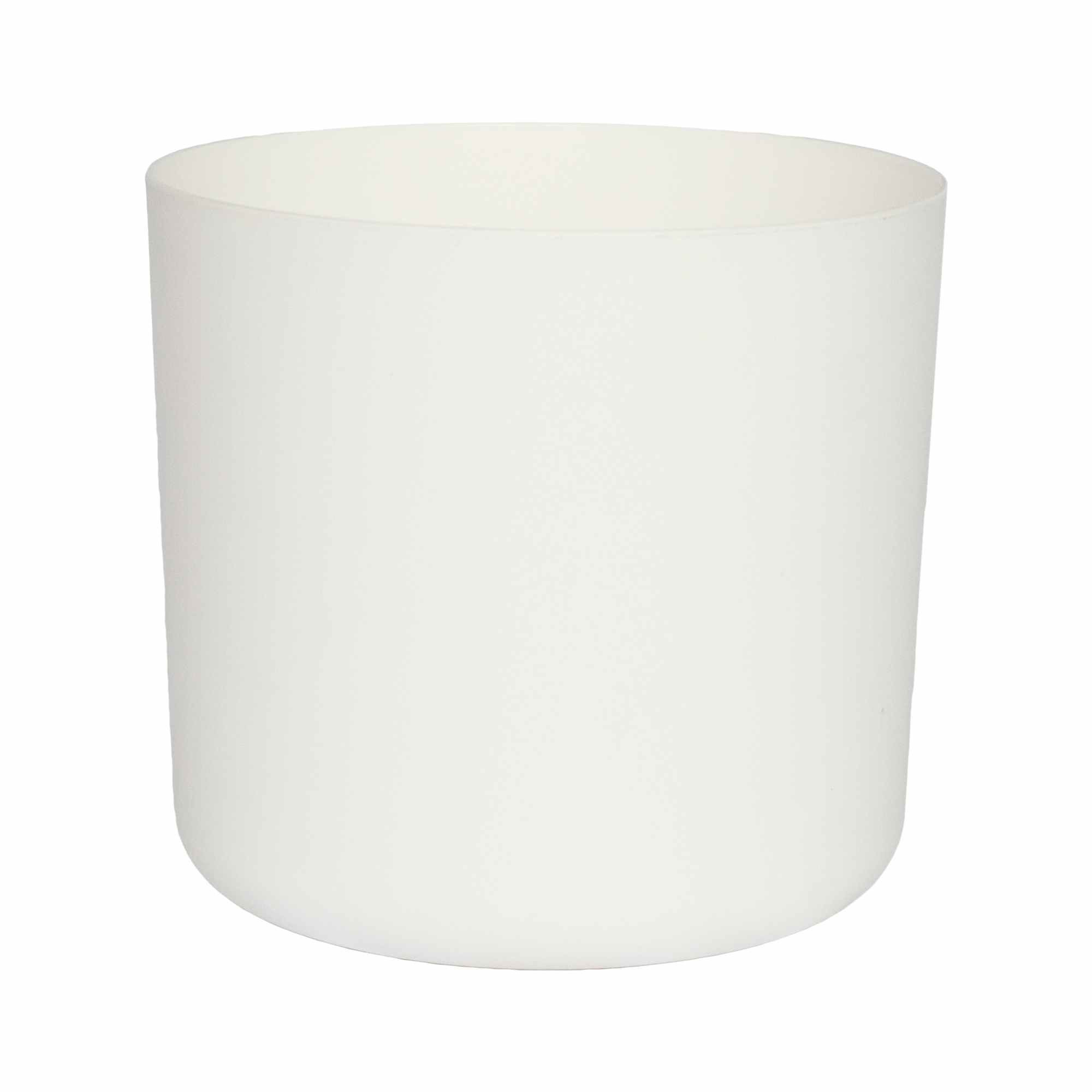 GoodHome White Plastic Circular Plant pot (Dia) 13.5cm, (H)12cm, 1.59L ...