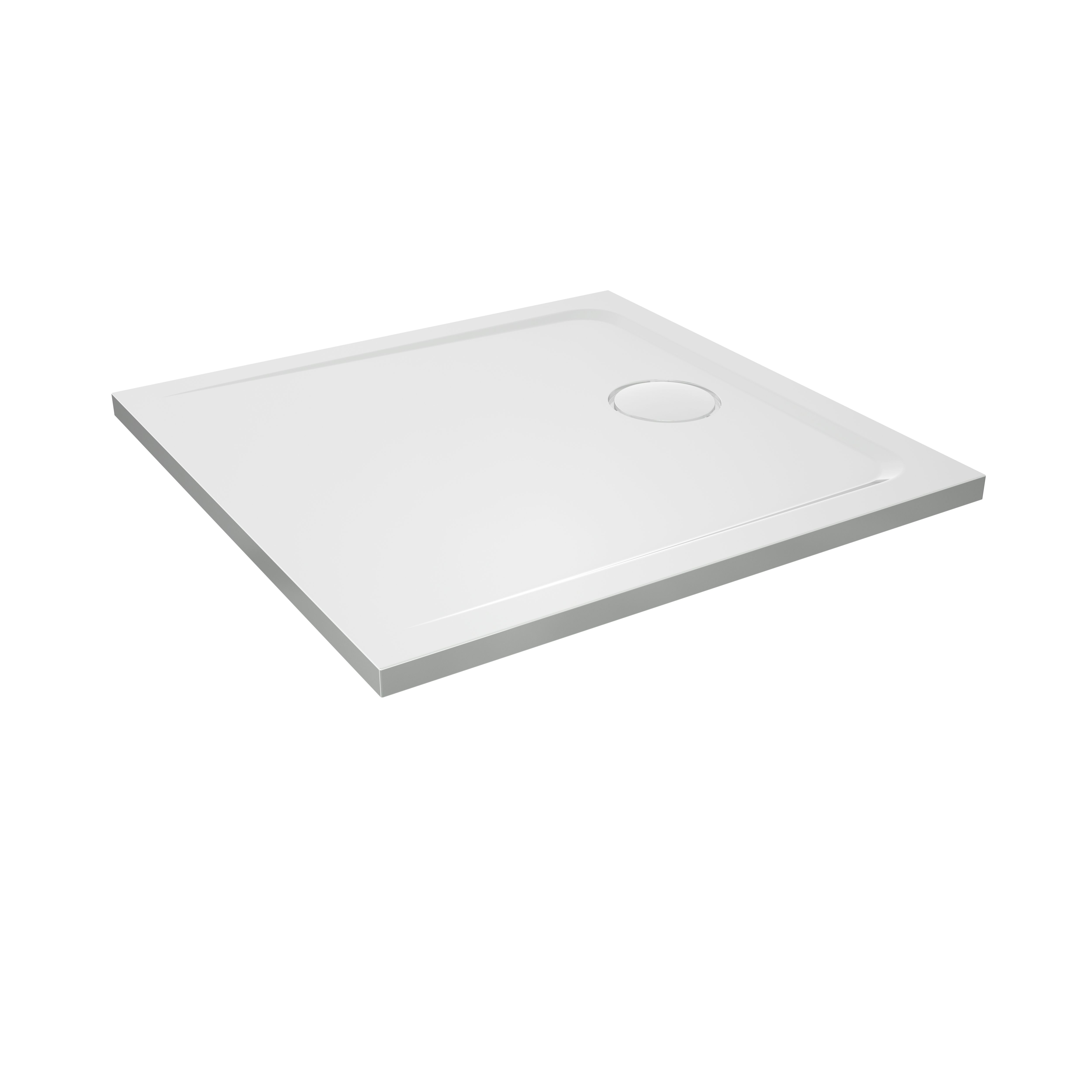 GoodHome White Square End drain Shower tray (L)90cm (W)90cm (H)2.7cm ...