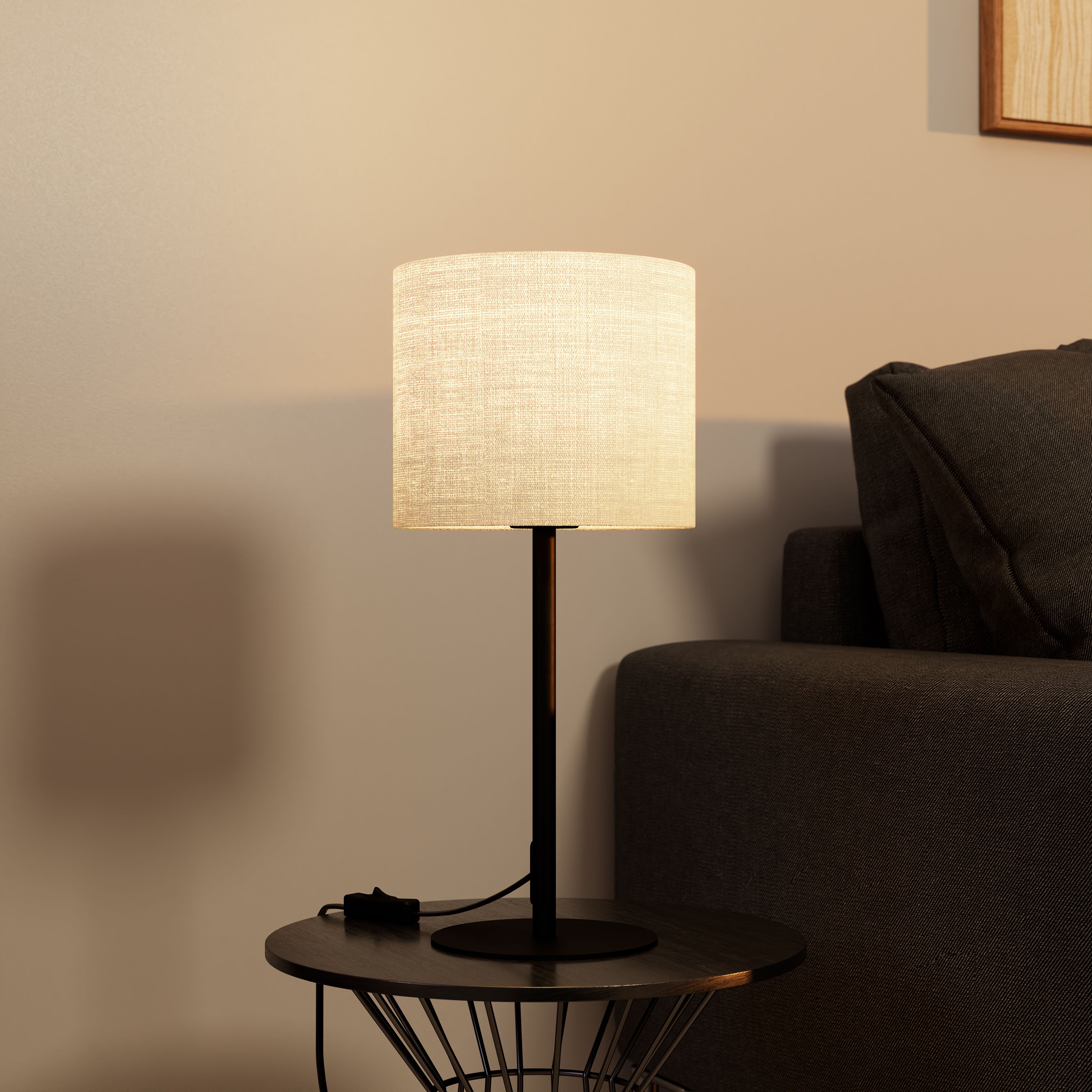 GoodHome Willet Round Matt Black Table lamp base