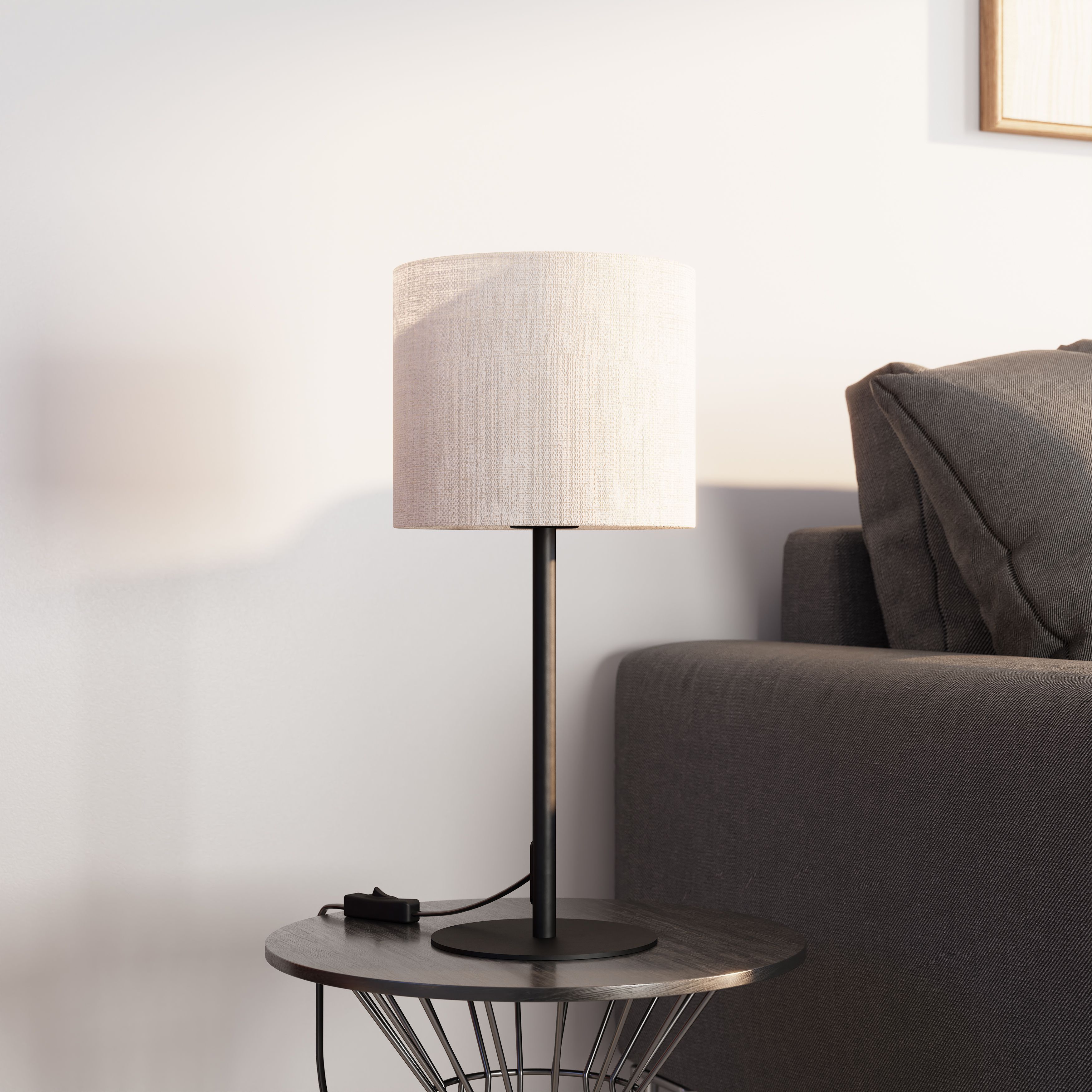 GoodHome Willet Round Matt Black Table lamp base