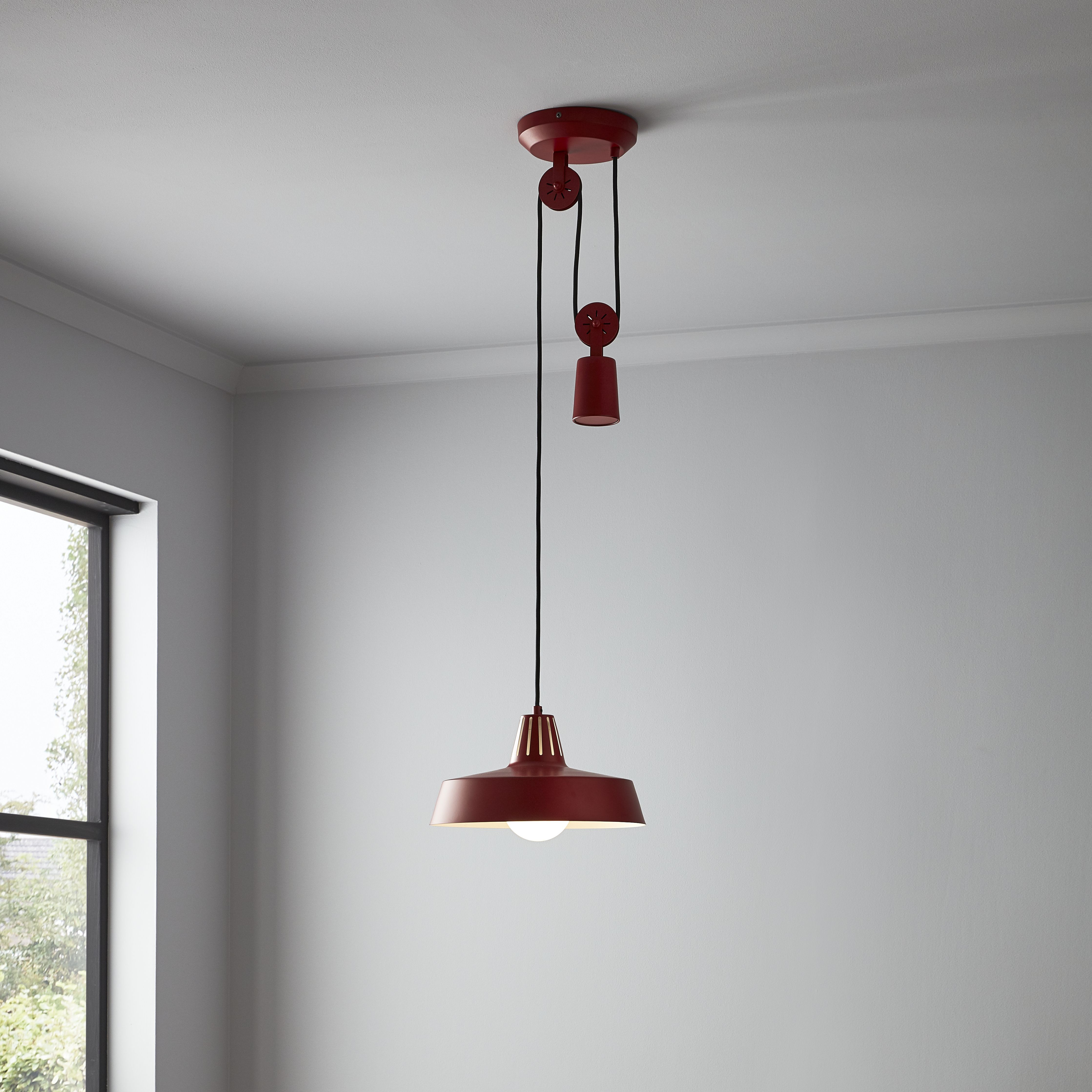 GoodHome Yarra Pendant Matt Red Pendant ceiling light, (Dia)300mm