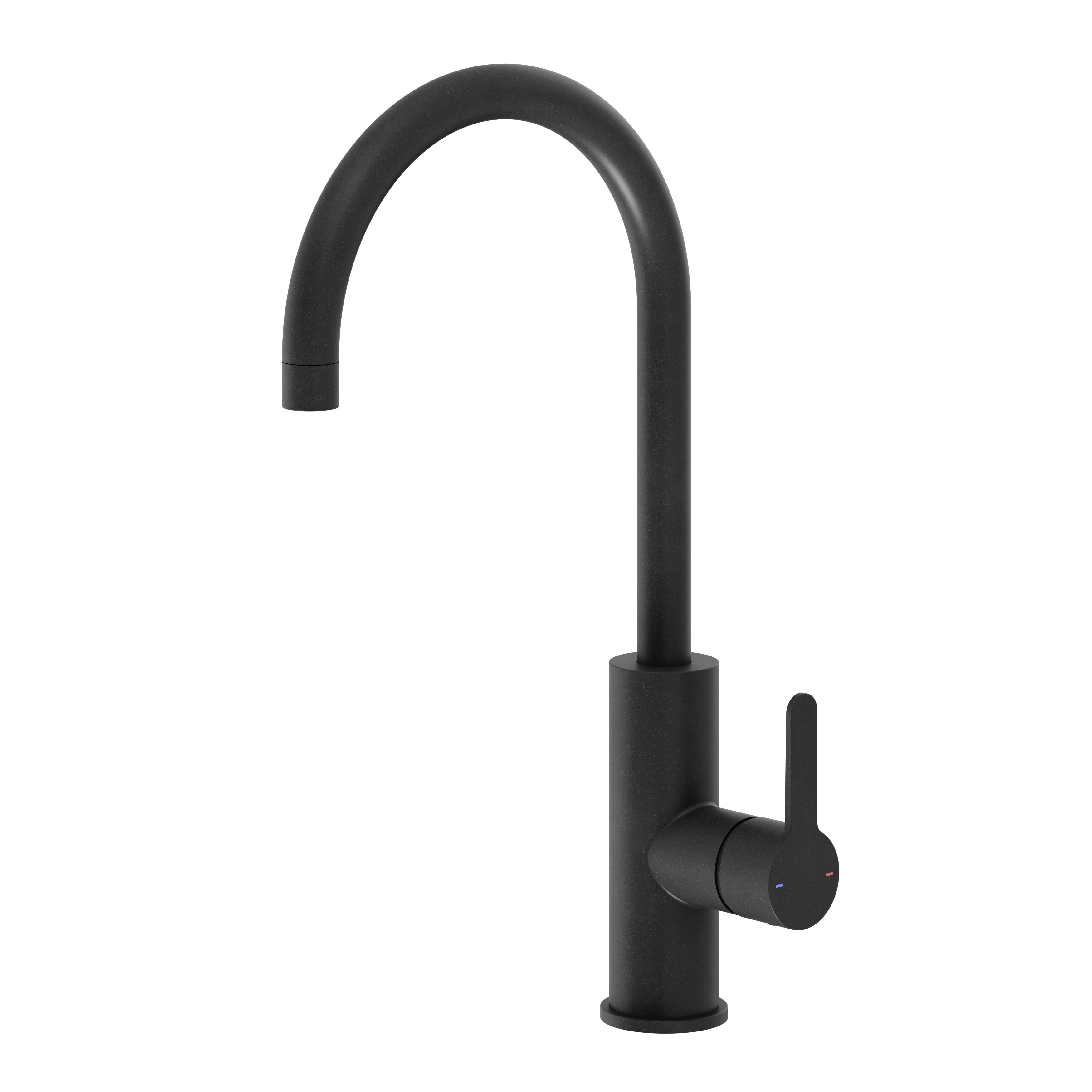 GoodHome Zanthe Black Graphite effect Kitchen Side lever Tap | DIY at B&Q