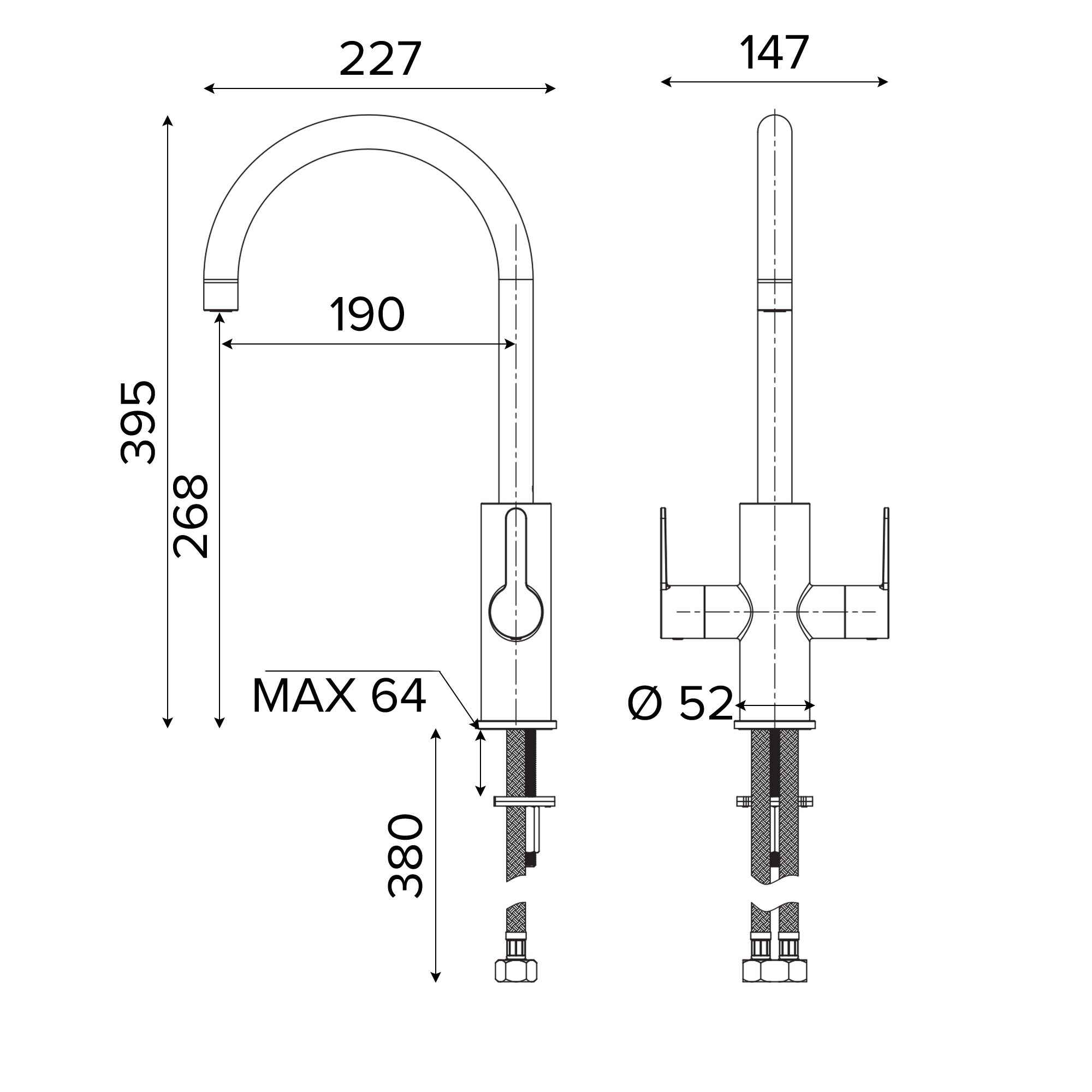 GoodHome Zanthe Chrome-plated Kitchen Twin lever Tap