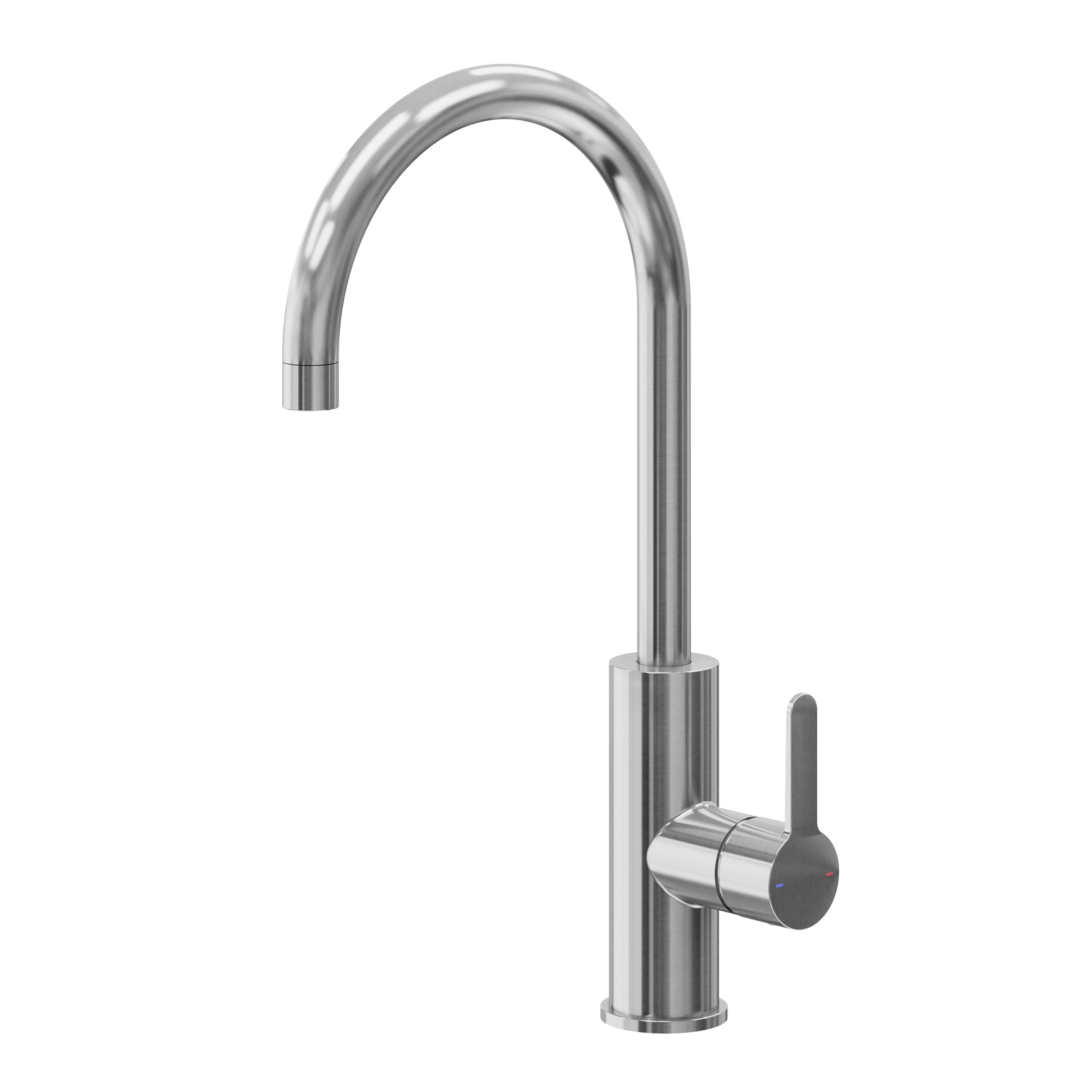 GoodHome Zanthe Gloss Stainless steel effect Kitchen Side lever Tap