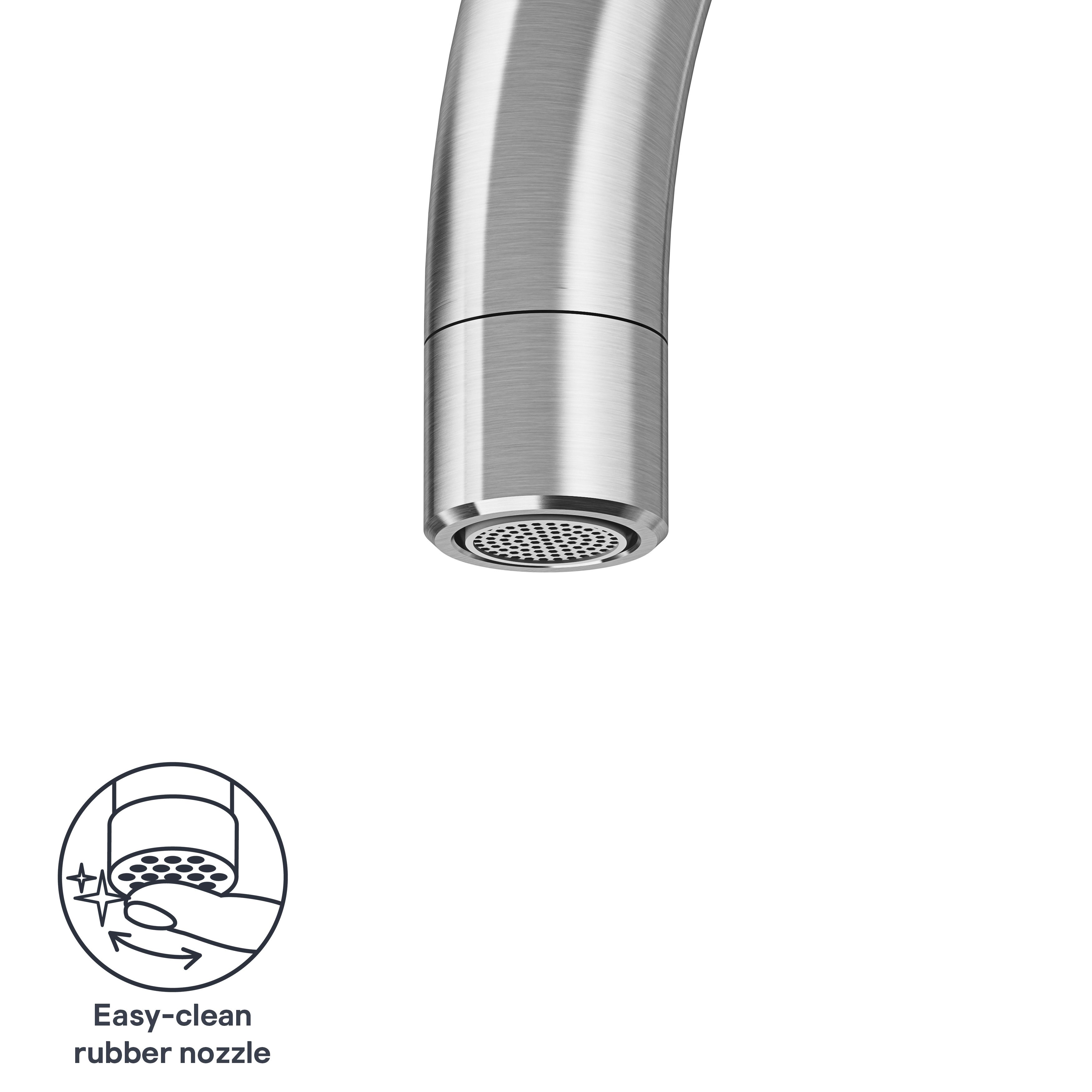 GoodHome Zanthe Stainless steel effect Kitchen Twin lever Tap