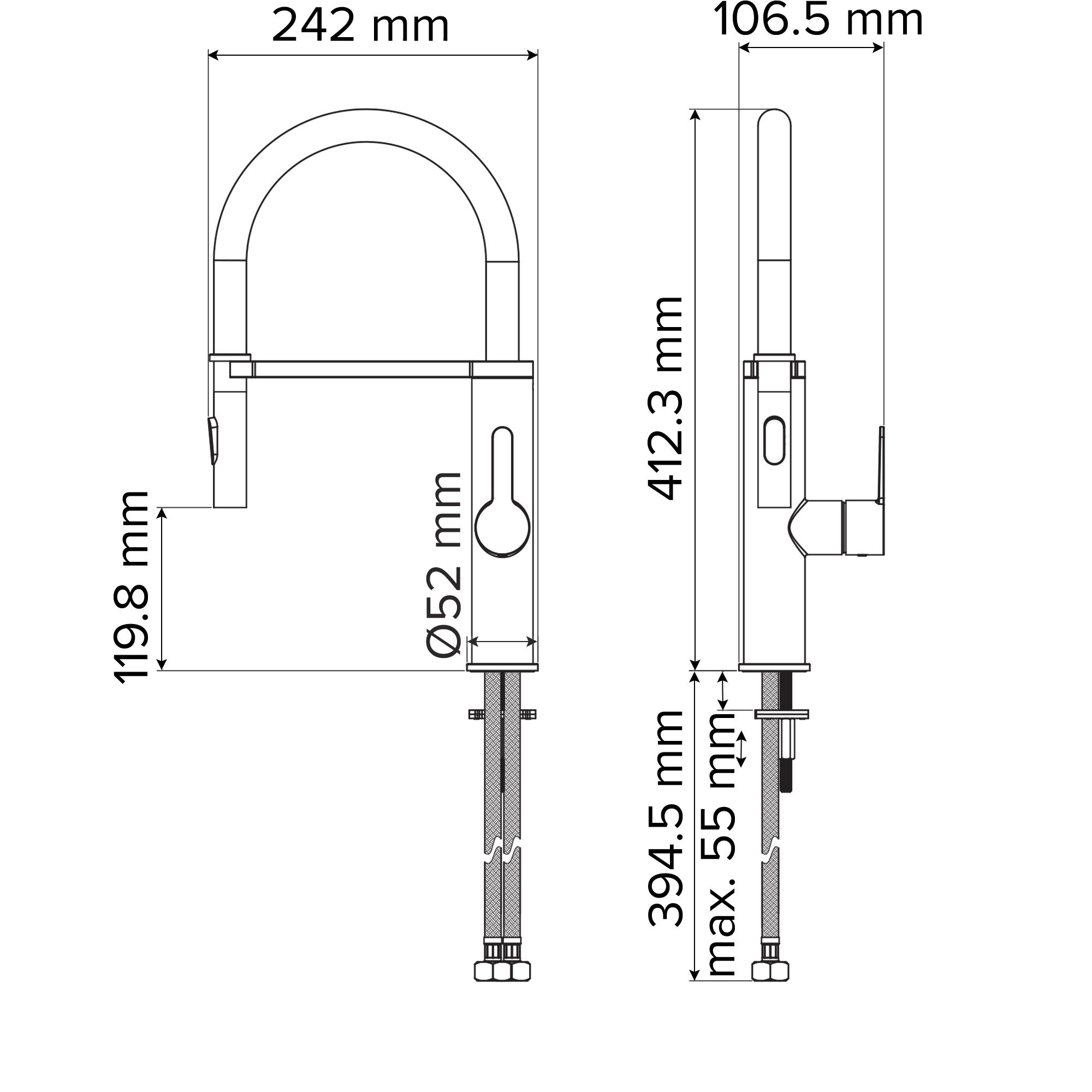 GoodHome Zatar Black Chrome effect Kitchen Spring neck Tap