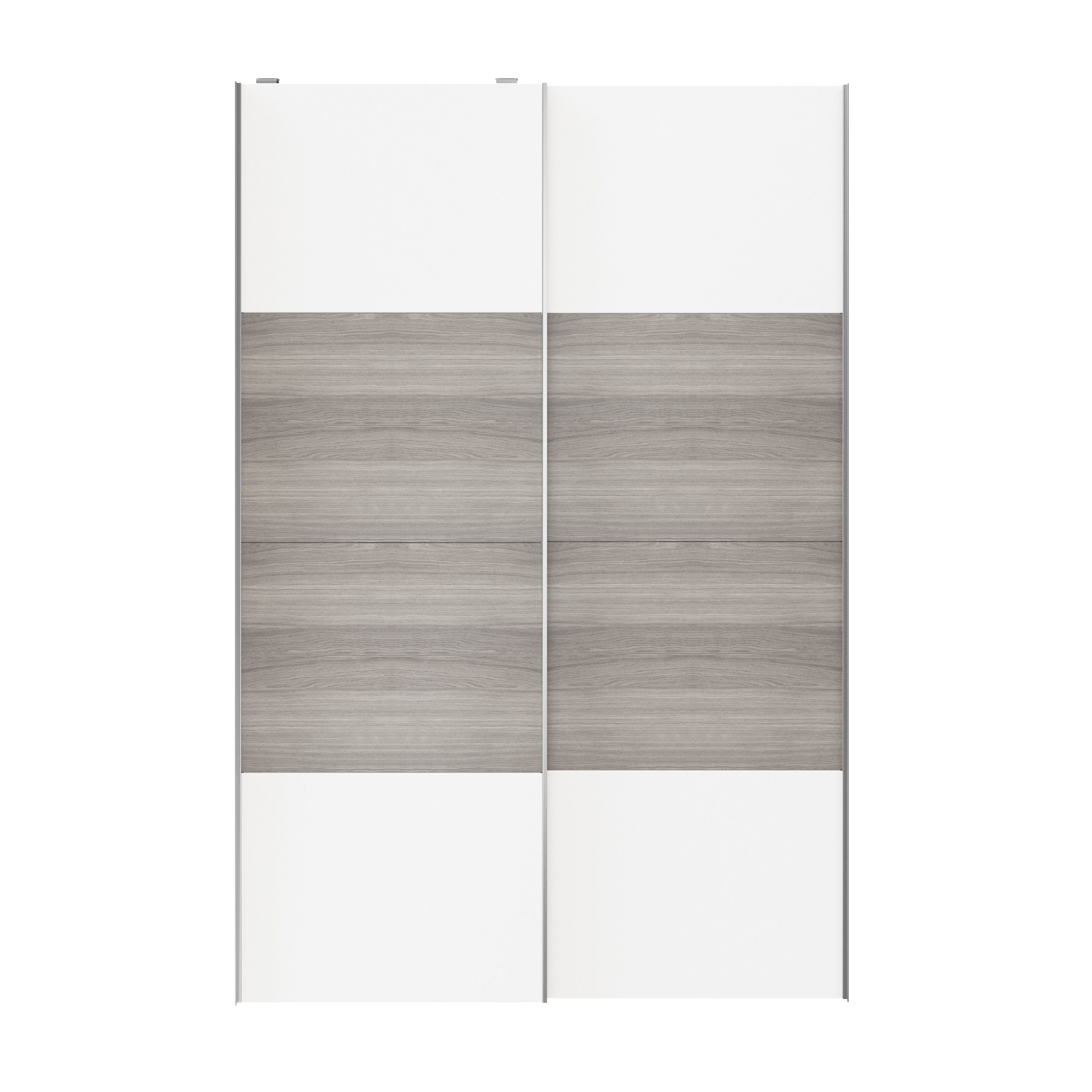 GoodHomeAtomia Panelled Grey & white oak effect 2 door Sliding Wardrobe Door kit (H)2250mm (W)1500mm