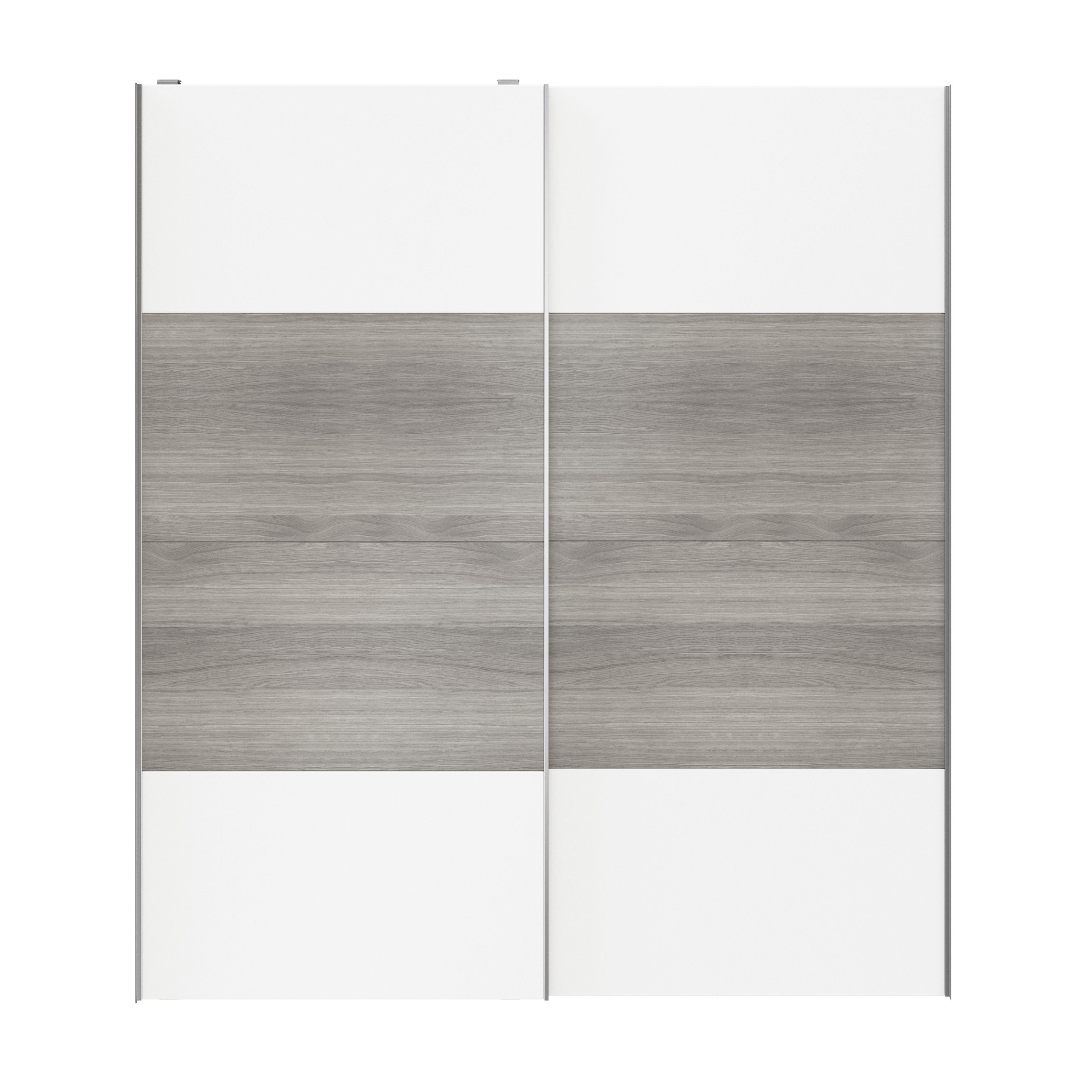GoodHomeAtomia Panelled Grey & white oak effect 2 door Sliding Wardrobe Door kit (H)2250mm (W)2000mm
