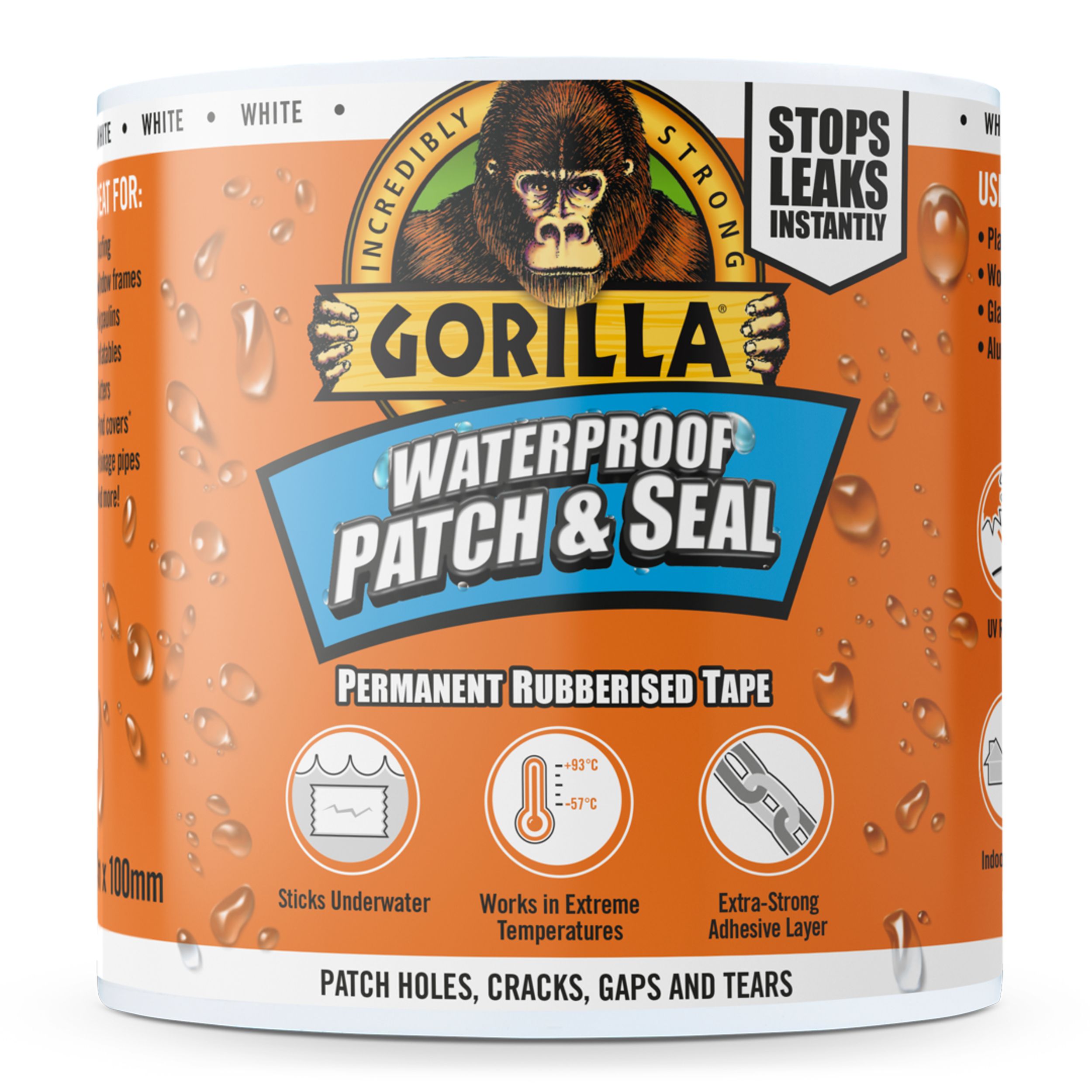 Gorilla Patch & Seal White Waterproof Sealing tape (L)3m (W)100mm