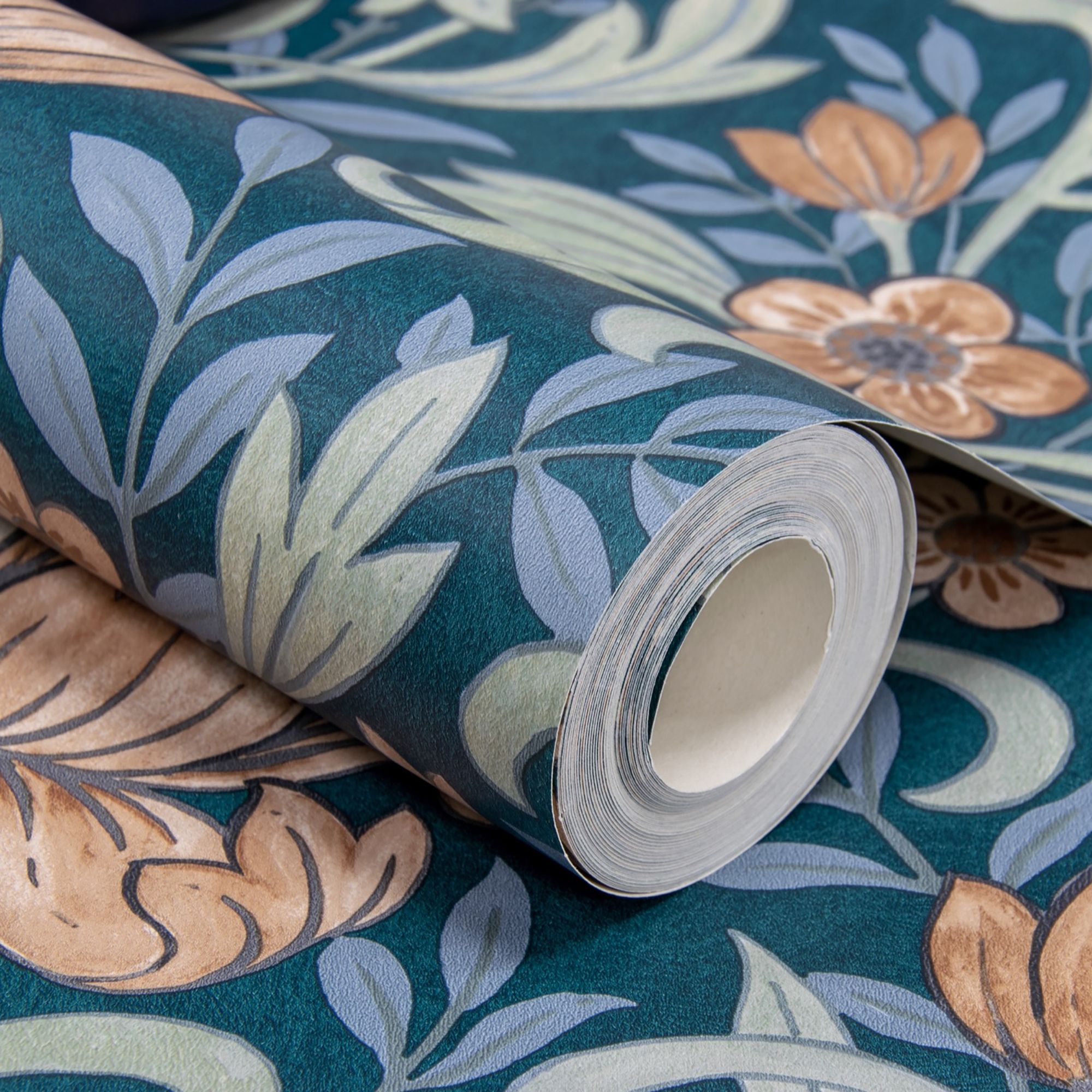 Grandeco Marian Floral trail Navy & terracotta Smooth Wallpaper at B&Q