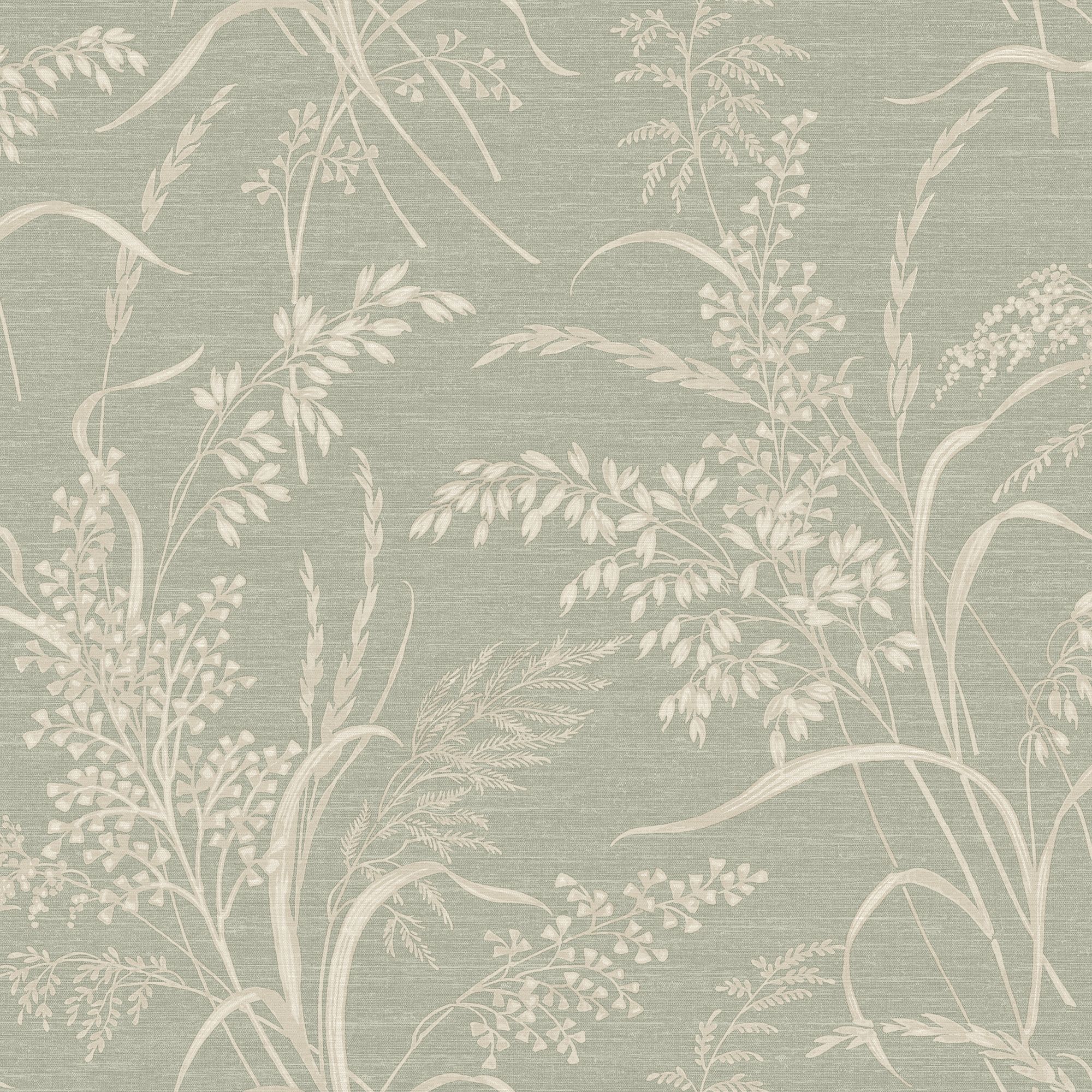 Grandeco Sage Green Grasslands Rustic Smooth Wallpaper