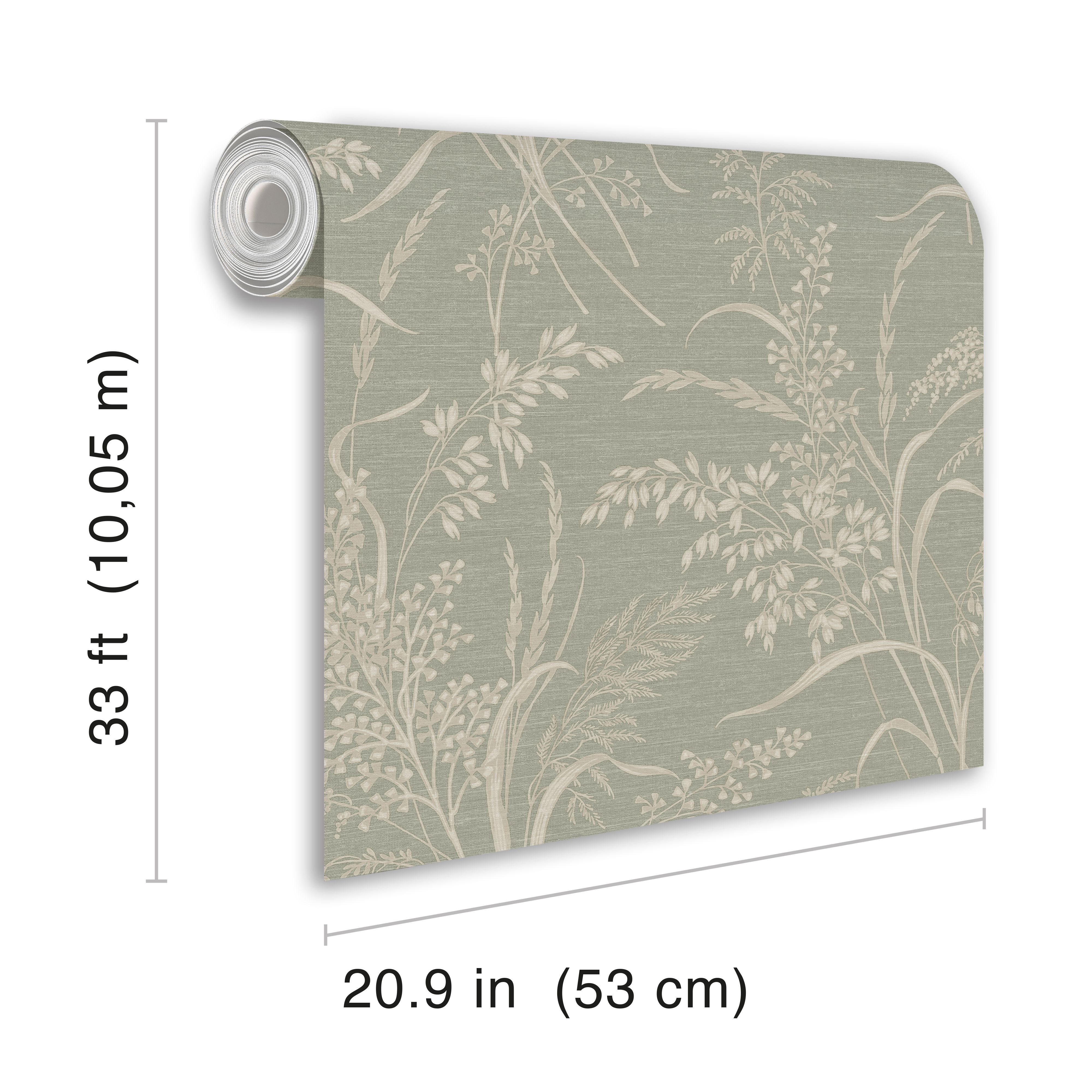 Grandeco Sage Green Grasslands Rustic Smooth Wallpaper