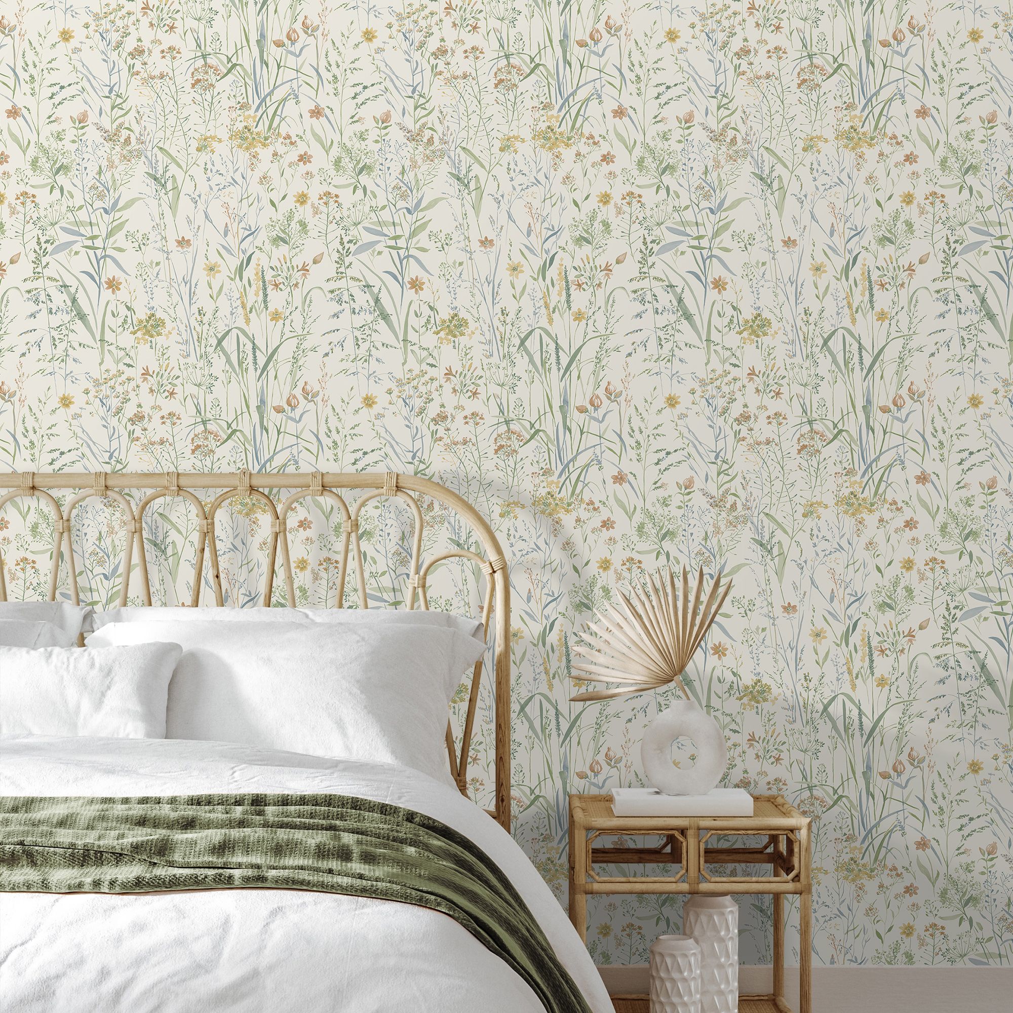 Grandeco Sage Summer meadow Vintage Smooth Wallpaper