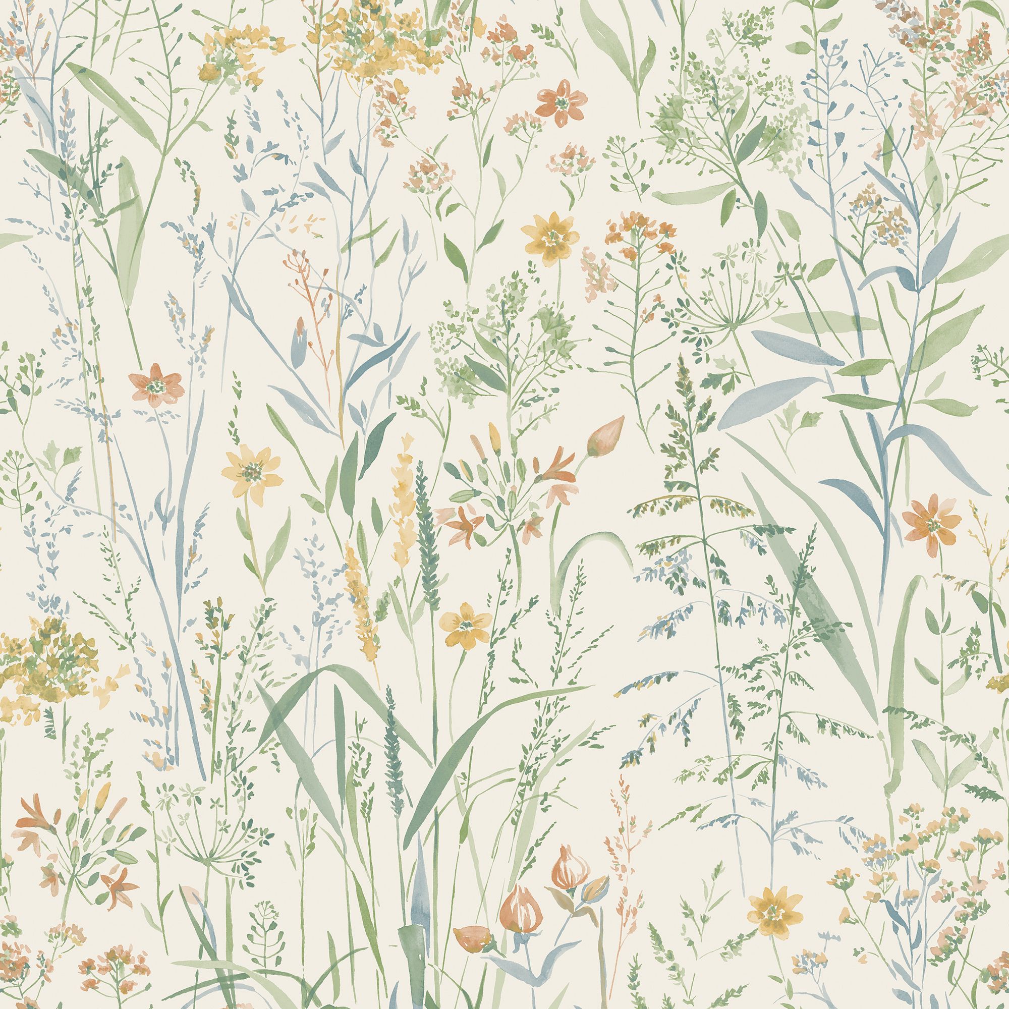 Grandeco Sage Summer meadow Vintage Smooth Wallpaper