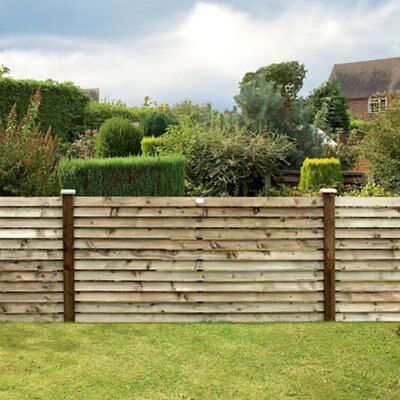 Grange Louvre Horizontal slanted slat Fence panel (W)1.8m (H)0.9m, Pack ...