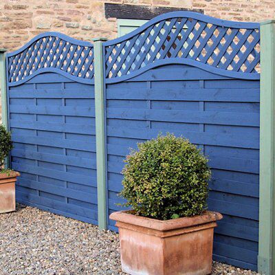 Grange Woodberry Blue Wooden Fence panel (W)1.8m (H)1.8m, Pack of 10