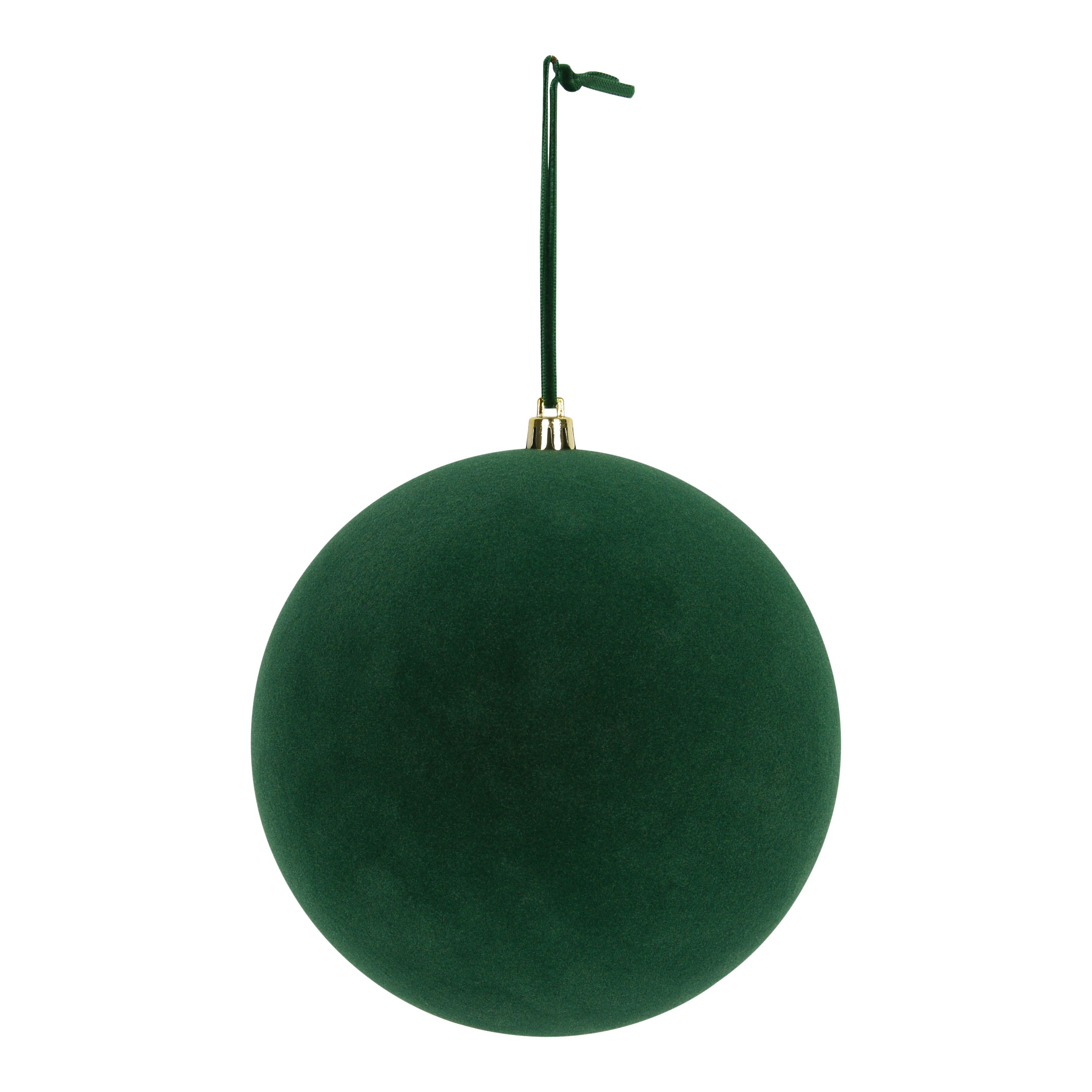 Green Flocked effect Flocked Plastic Round Hanging decoration set, Pack ...