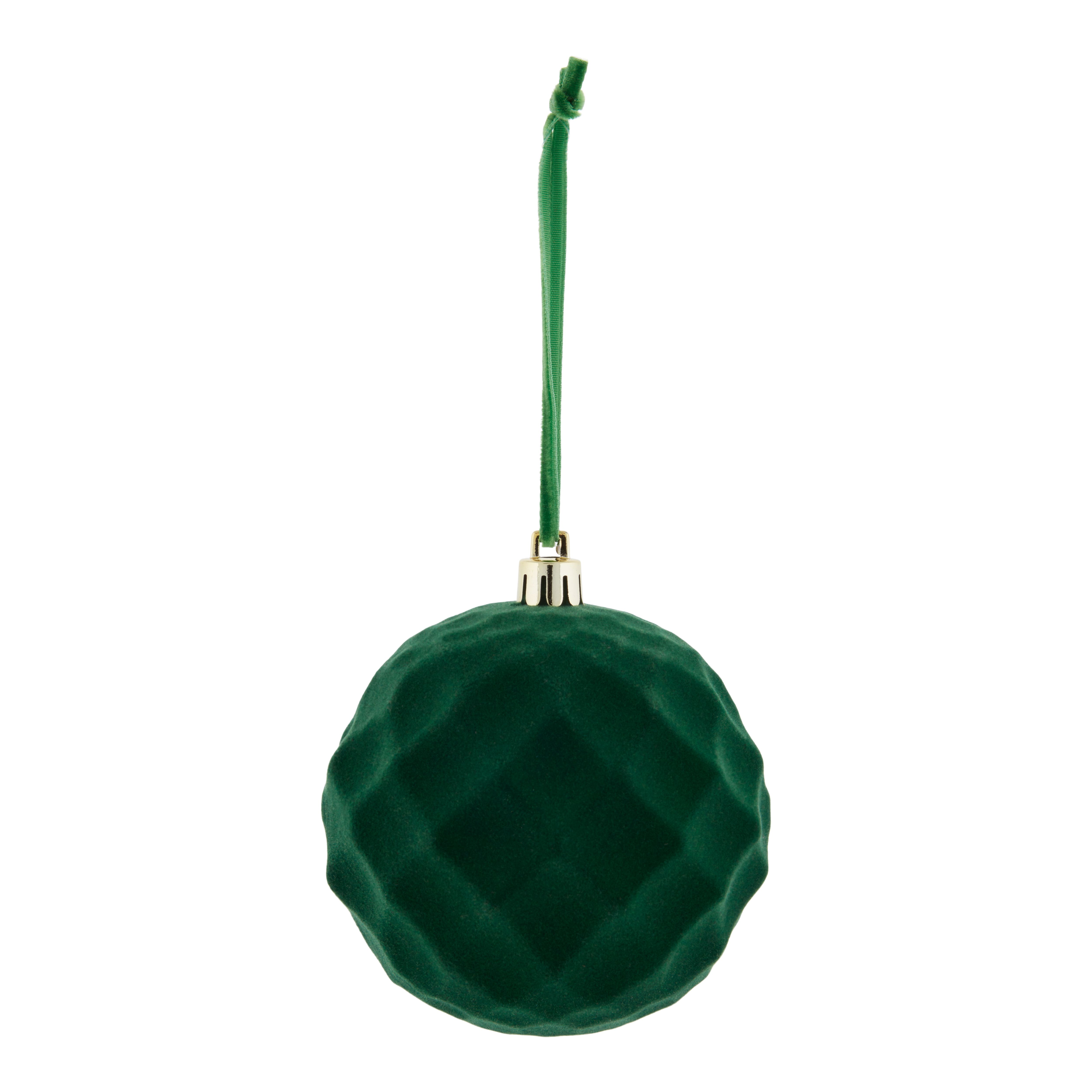 Green Flocked effect Plastic Diamond Bauble (D) 80mm