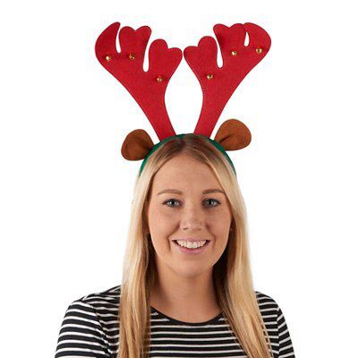 Green & red Reindeer antlers Christmas headband