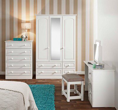 Greenwich Matt white 5 Drawer Chest of drawers (H)950mm (W)830mm (D ...