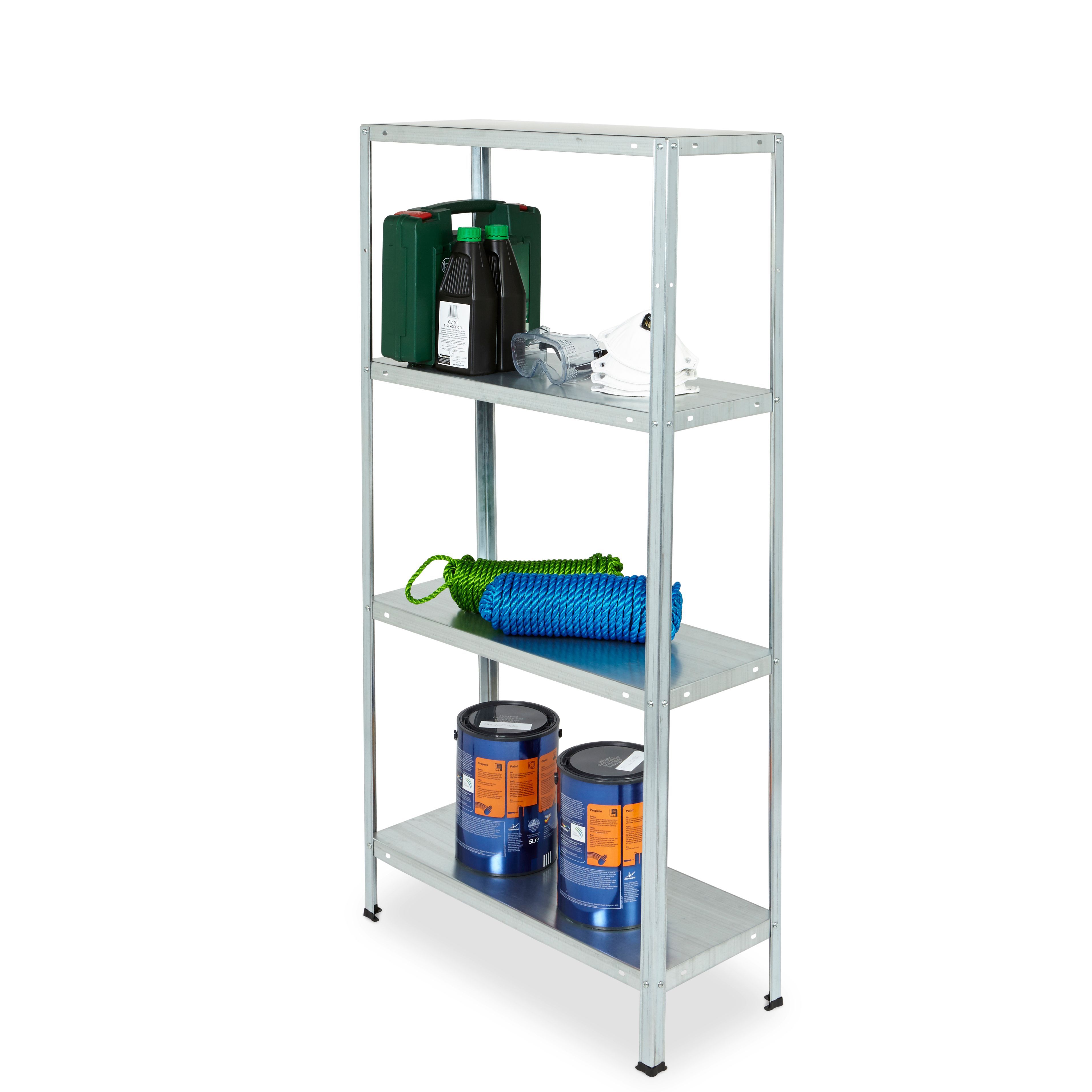 Grey 4 shelf Steel Shelving unit (H)1400mm (W)700mm | DIY at B&Q