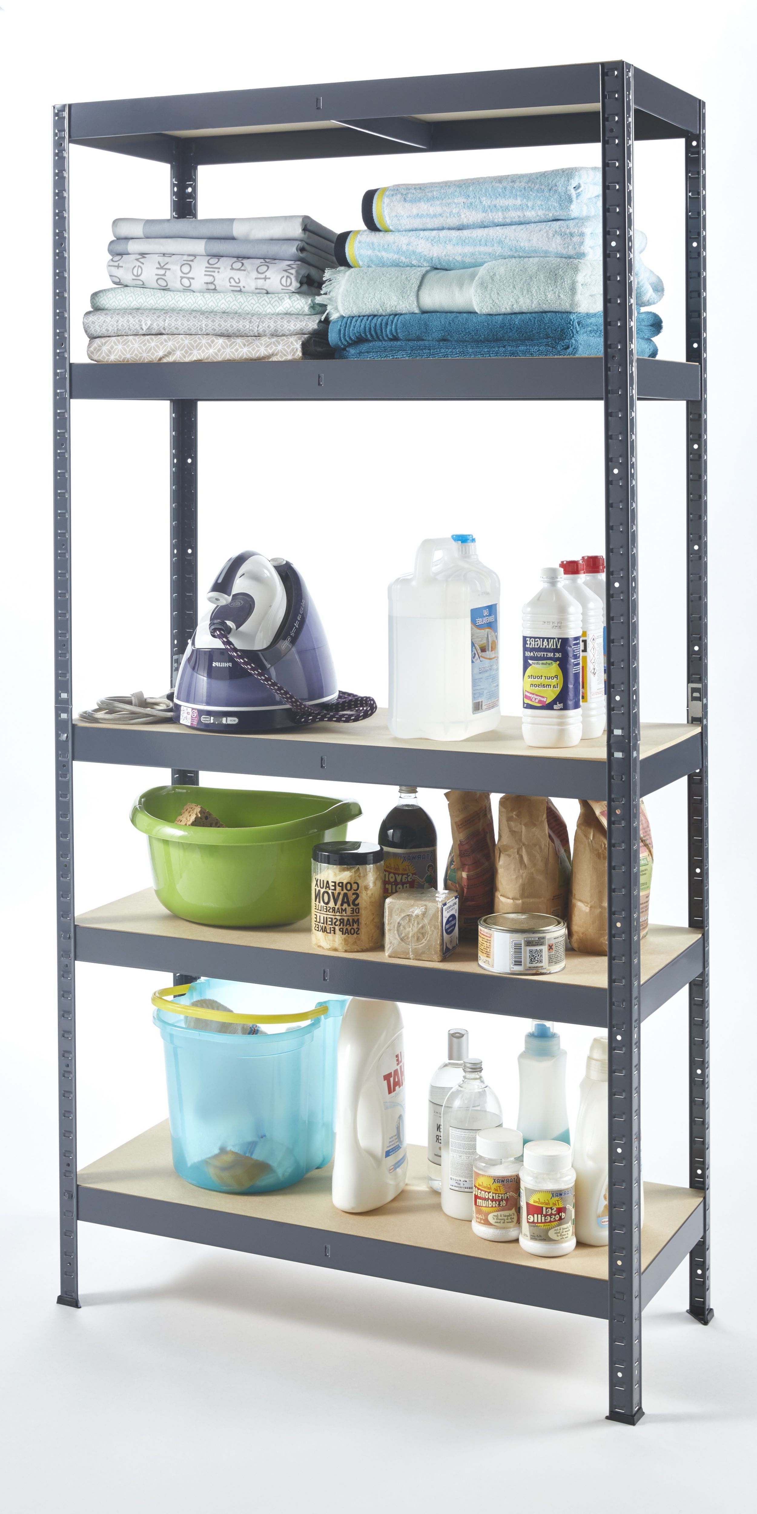 Grey 5 shelf Metal Shelving unit (H)1800mm (W)900mm | DIY at B&Q