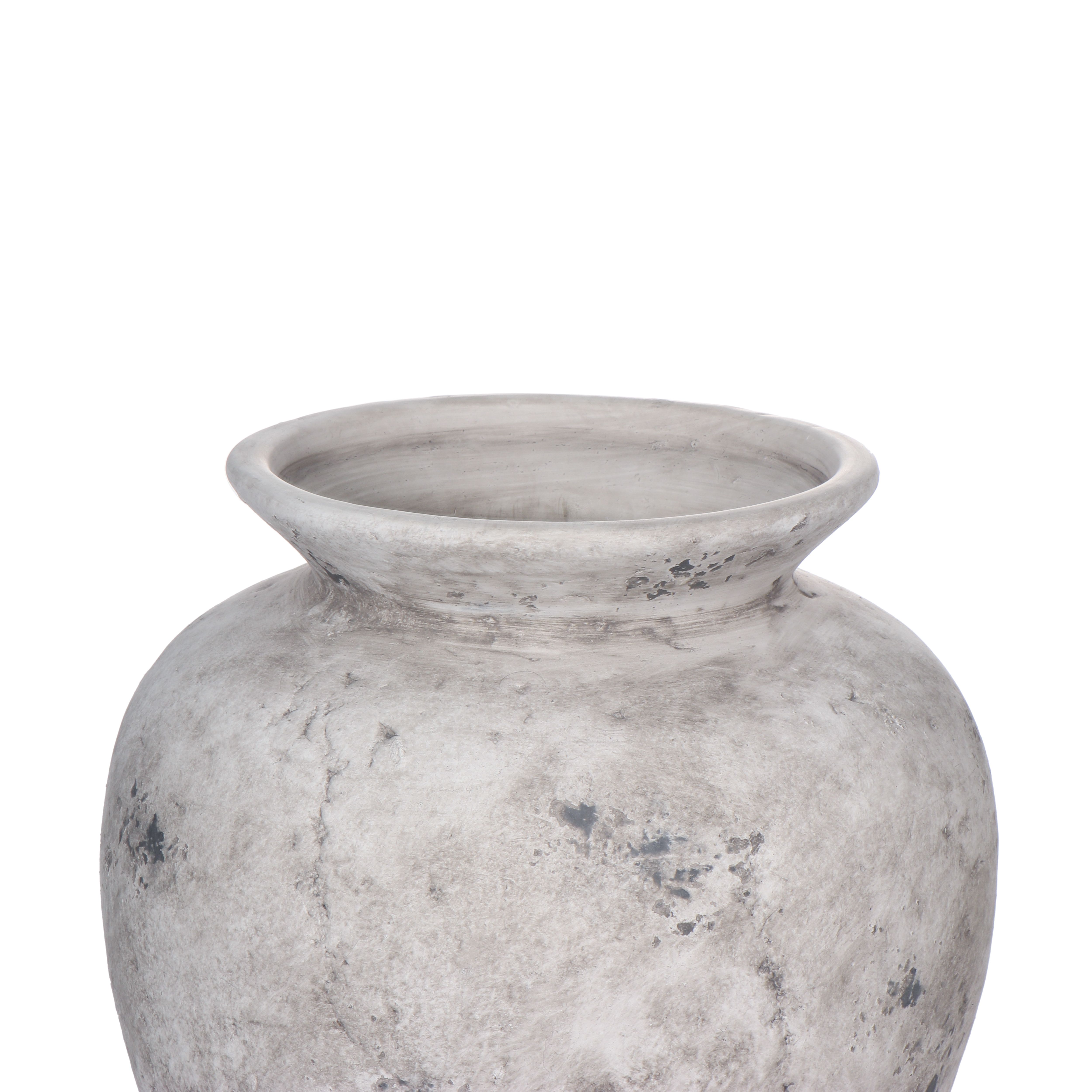 Grey Ceramic Rustic Vase, (H)27cm (D)26cm