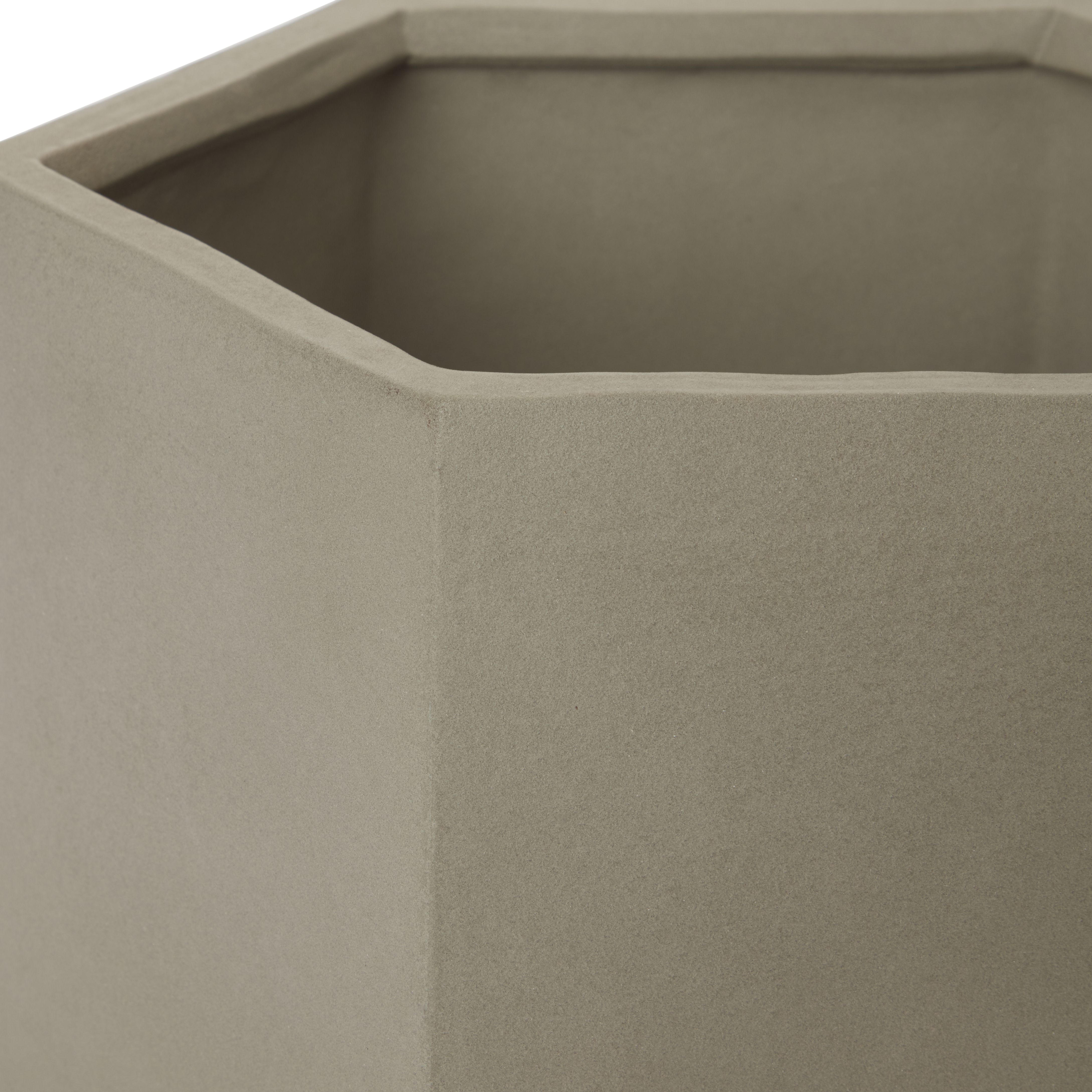 Grey Clay Geometric Hexagonal Plant pot (Dia)33.3cm | DIY at B&Q