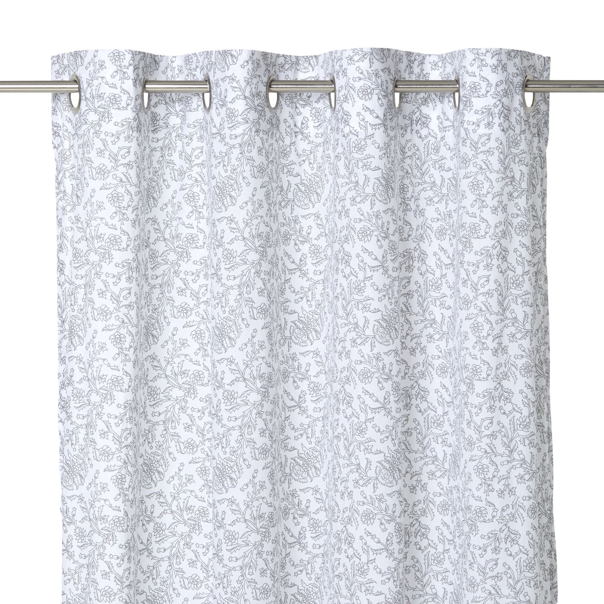 Grey Floral Net Eyelet Voile curtain (W)140cm (L)260cm, Single | DIY at B&Q
