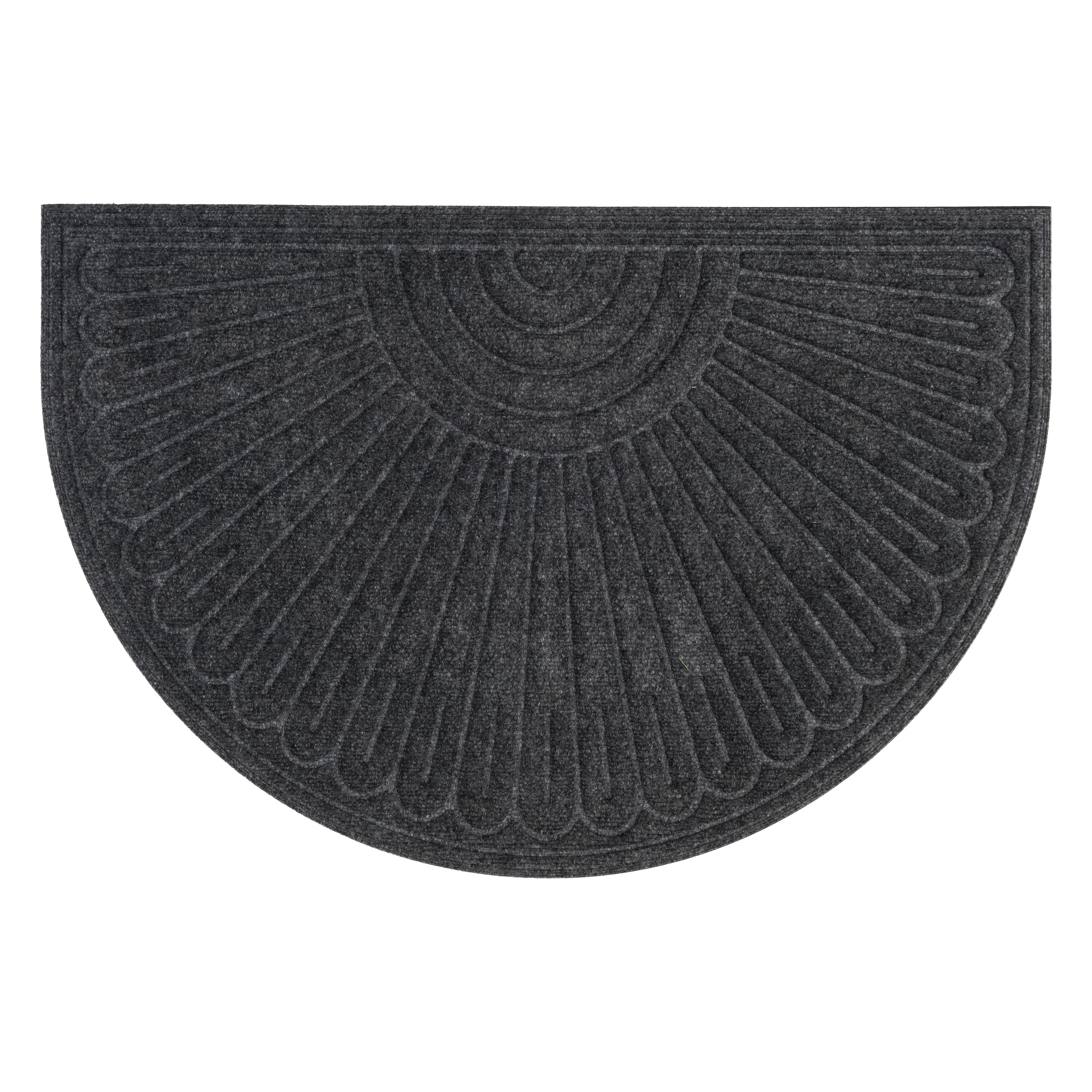 Grey Half moon Door mat, 90cm x 60cm