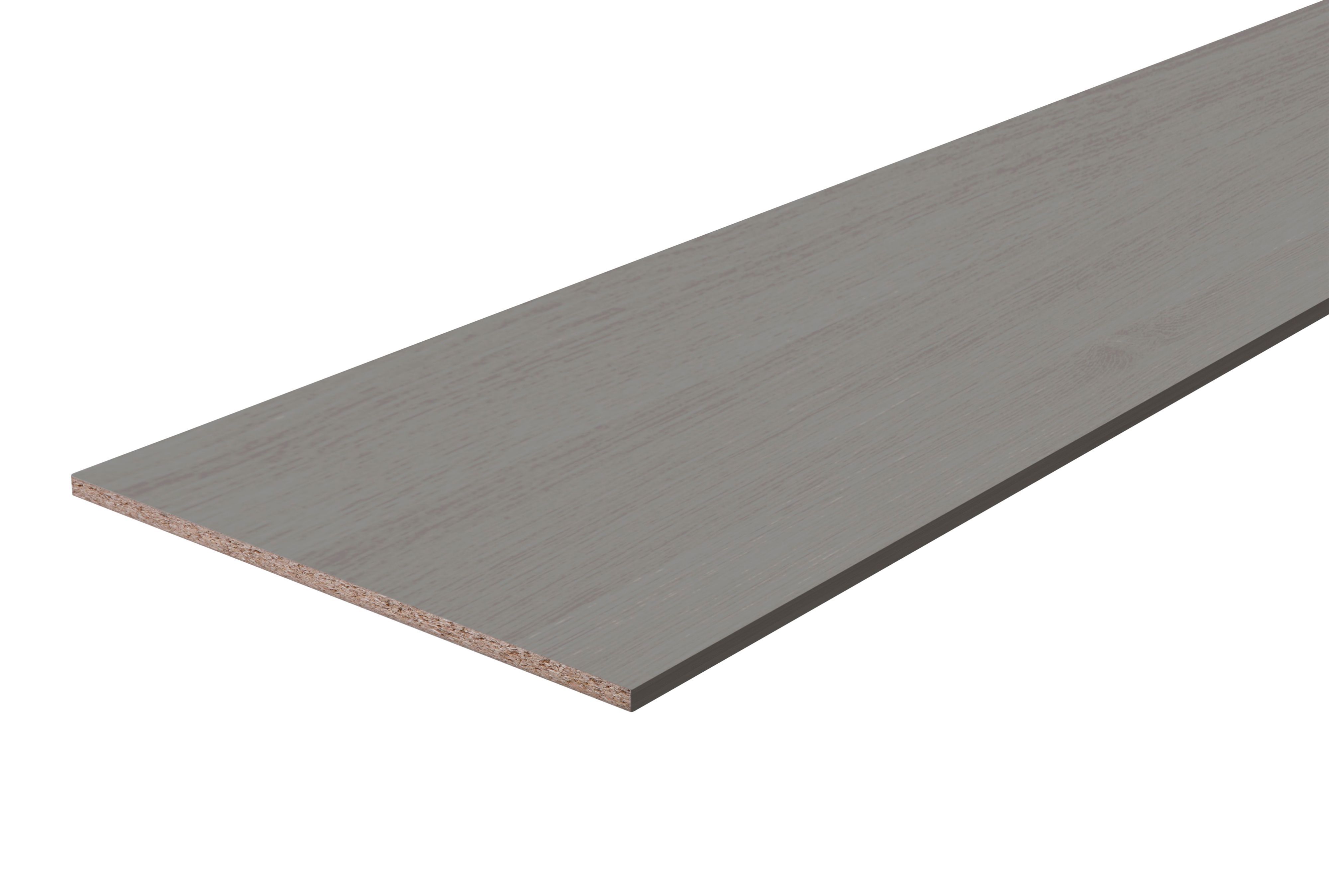 Grey Oak effect Semi edged Chipboard Furniture board, (L)2.5m (W)600mm ...