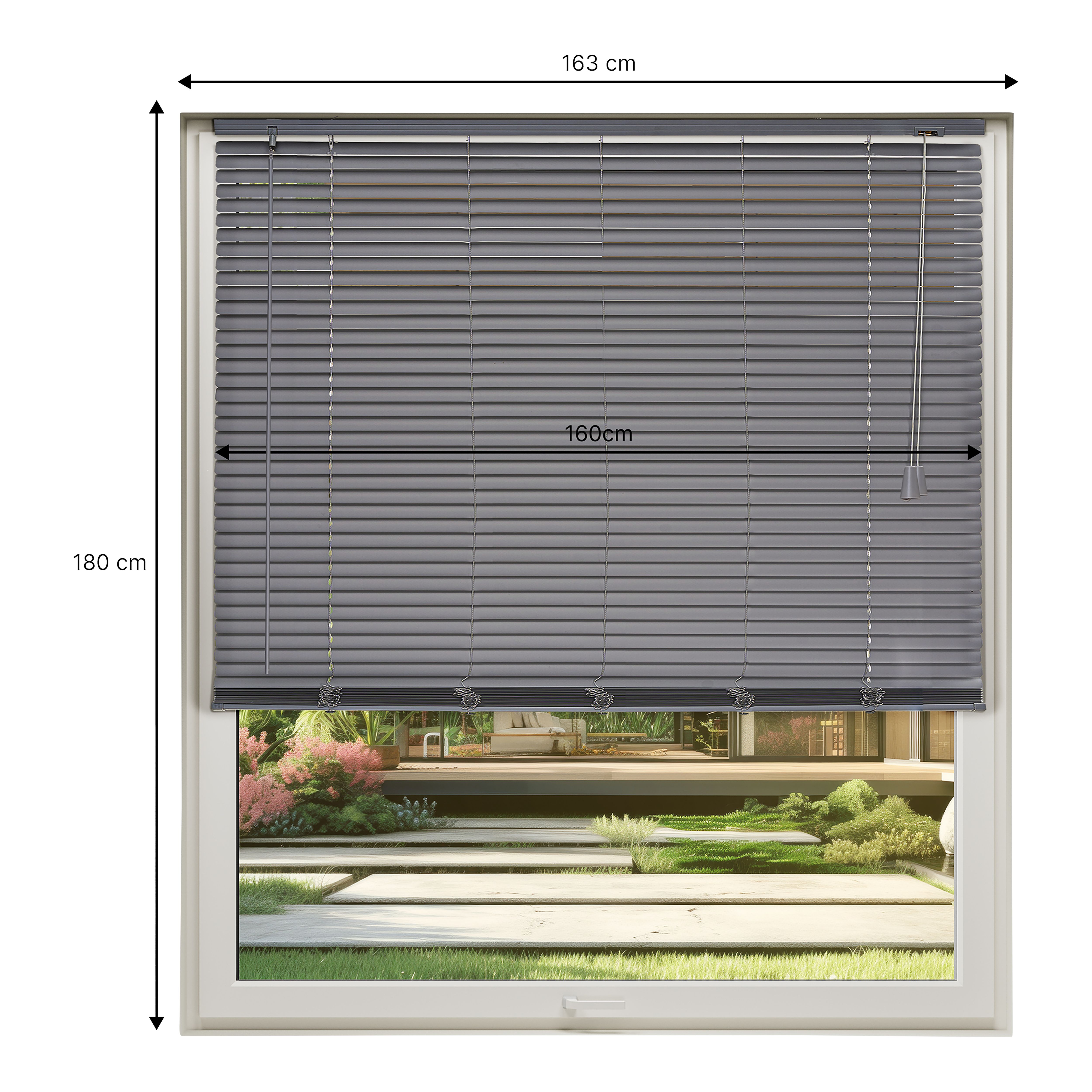 Grey PVC Venetian Blind (W)160cm (L)180cm