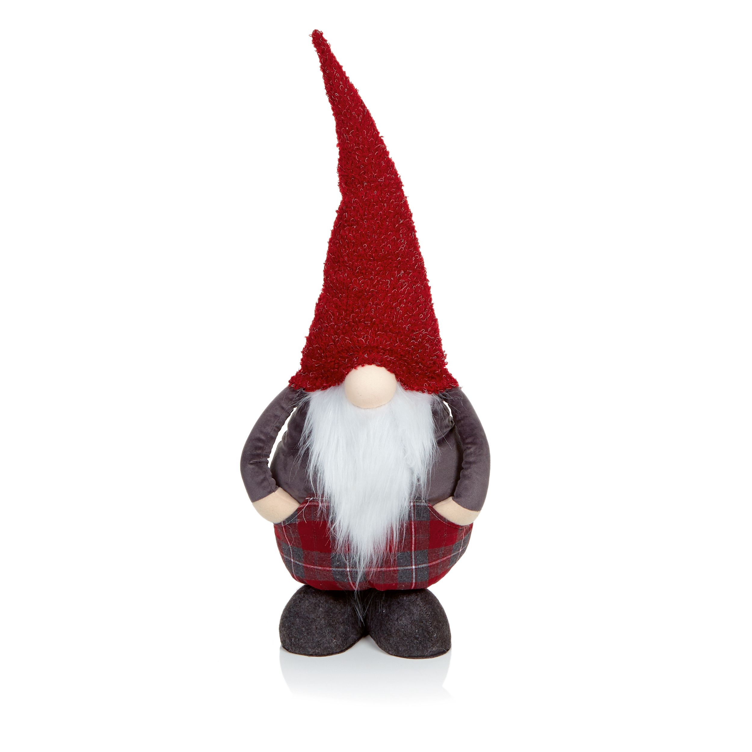 Grey & Red Fabric Indoor Adjustable height Gonk Christmas decoration ...