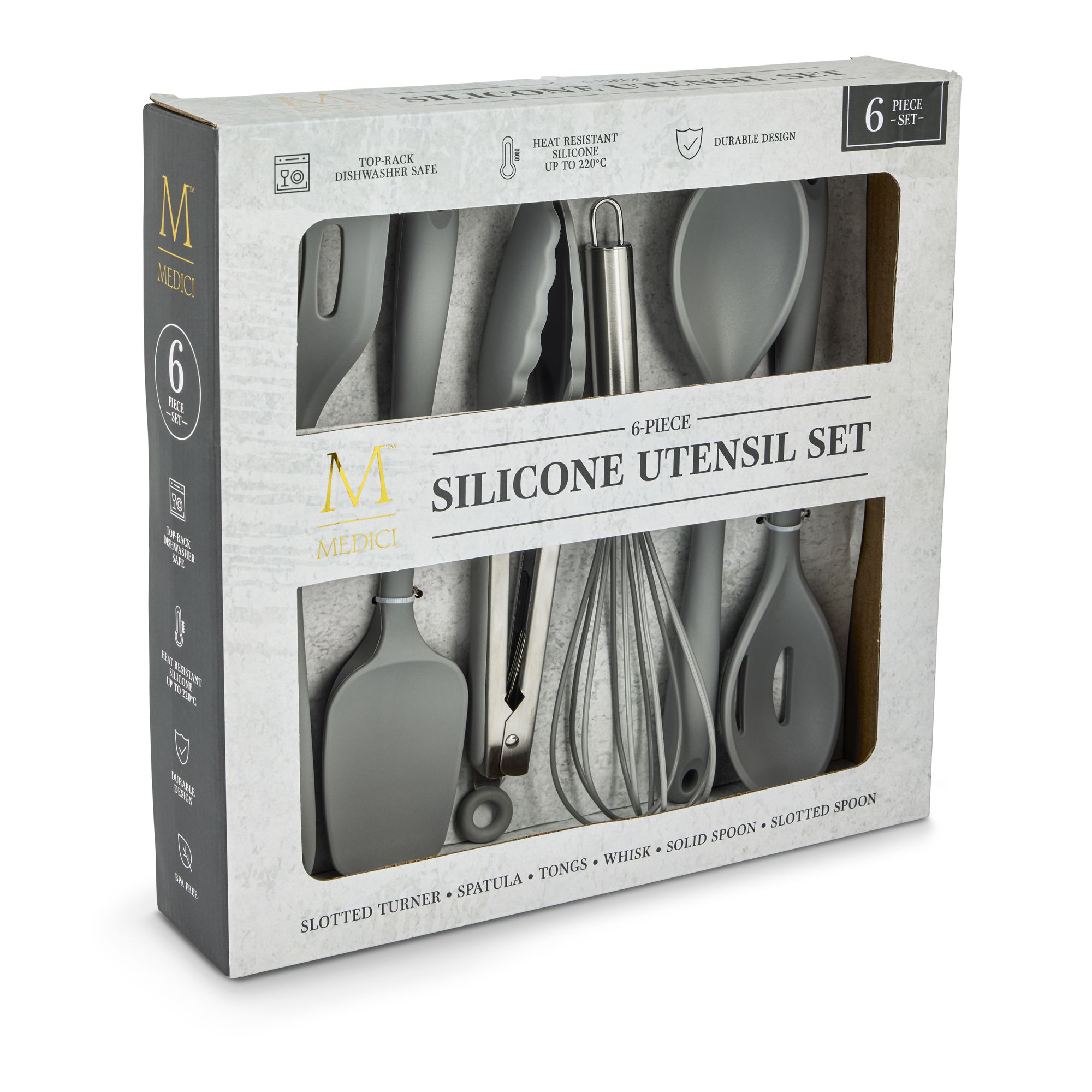 Grey Silicone Kitchen utensil set, Set of 6