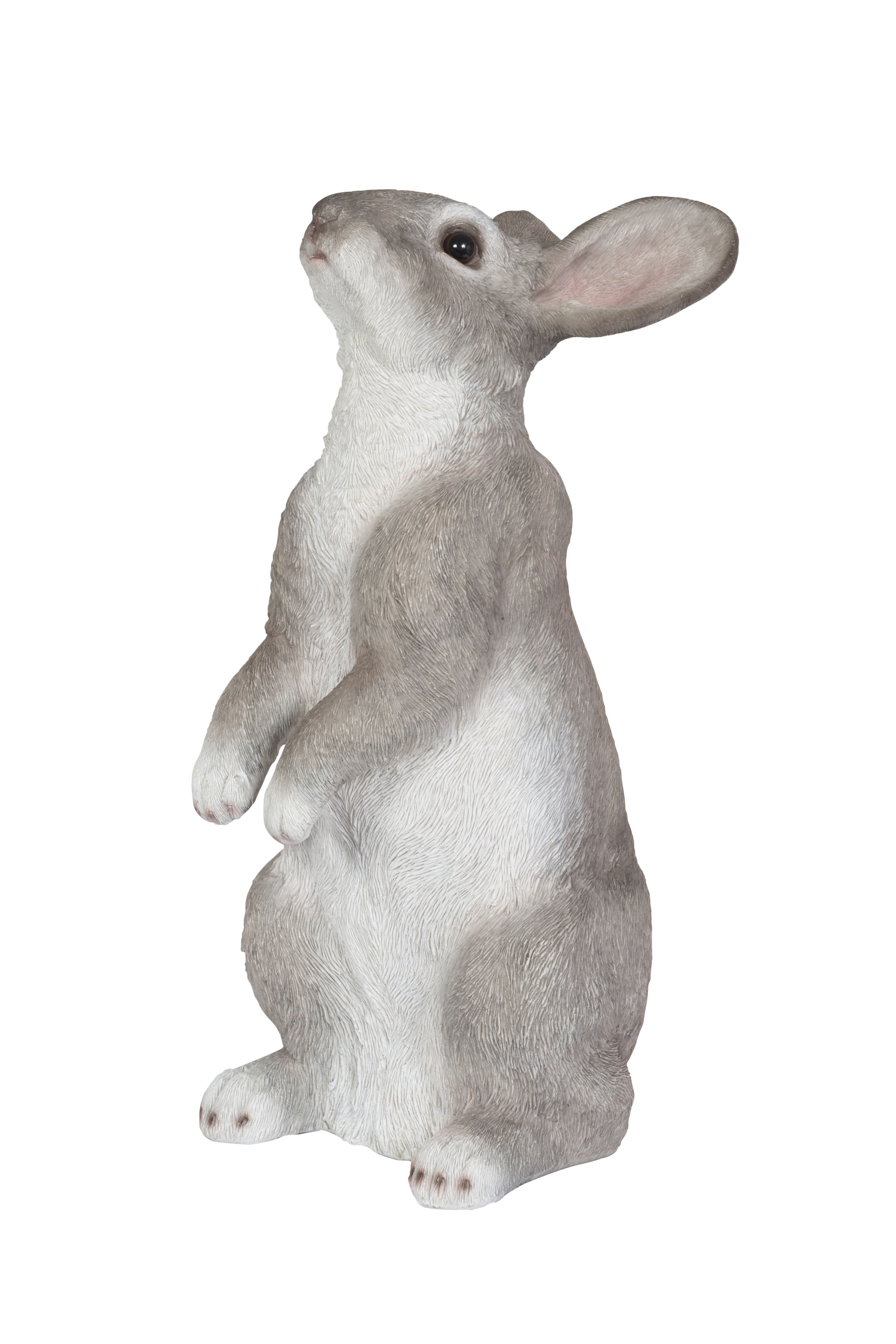 Grey & white Resin Standing rabbit Garden ornament (H)18.5cm | DIY at B&Q