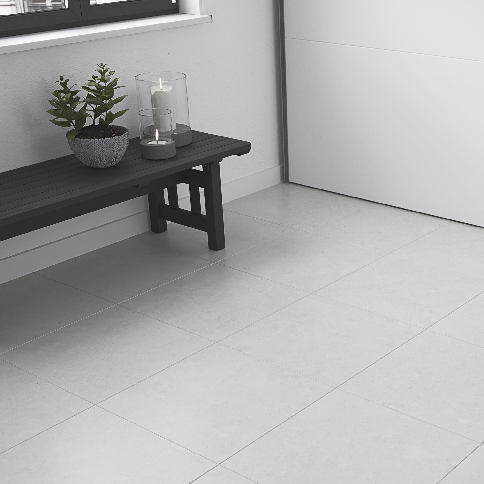 Grey & white Stone effect Self-adhesive Vinyl tile, 1.21m²