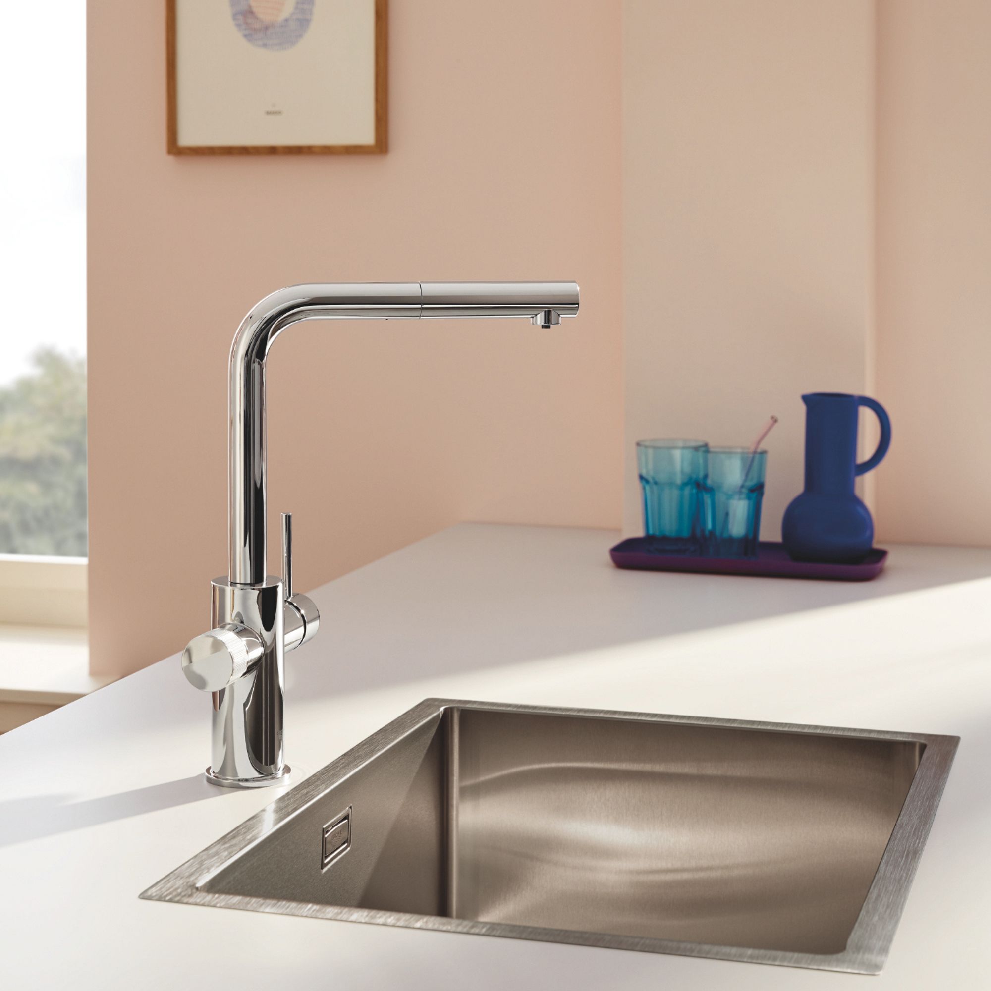 GROHE BLUE PURE MINTA CHROME EFFECT PULL-OUT WATER FILTER MONO MIXER ...