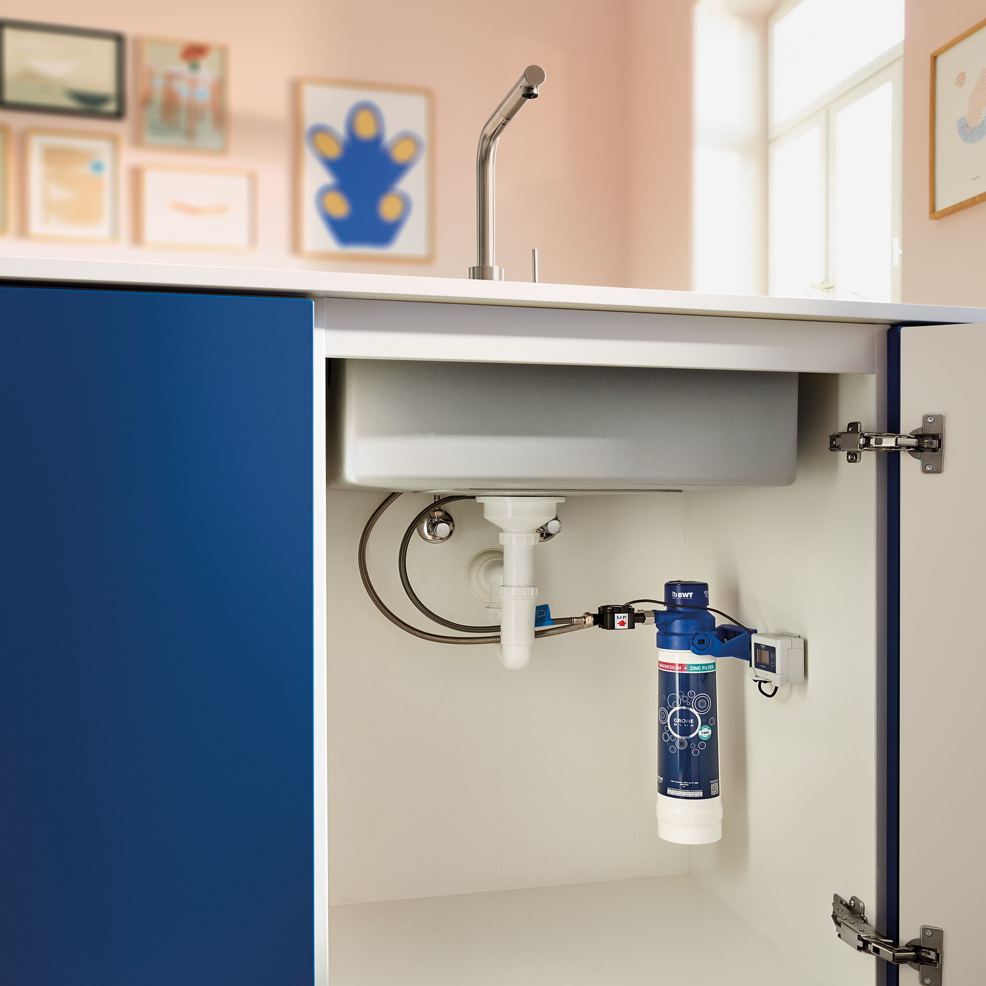 Grohe Blue Pure Minta Chrome effect Pull-out Water filter mono mixer ...