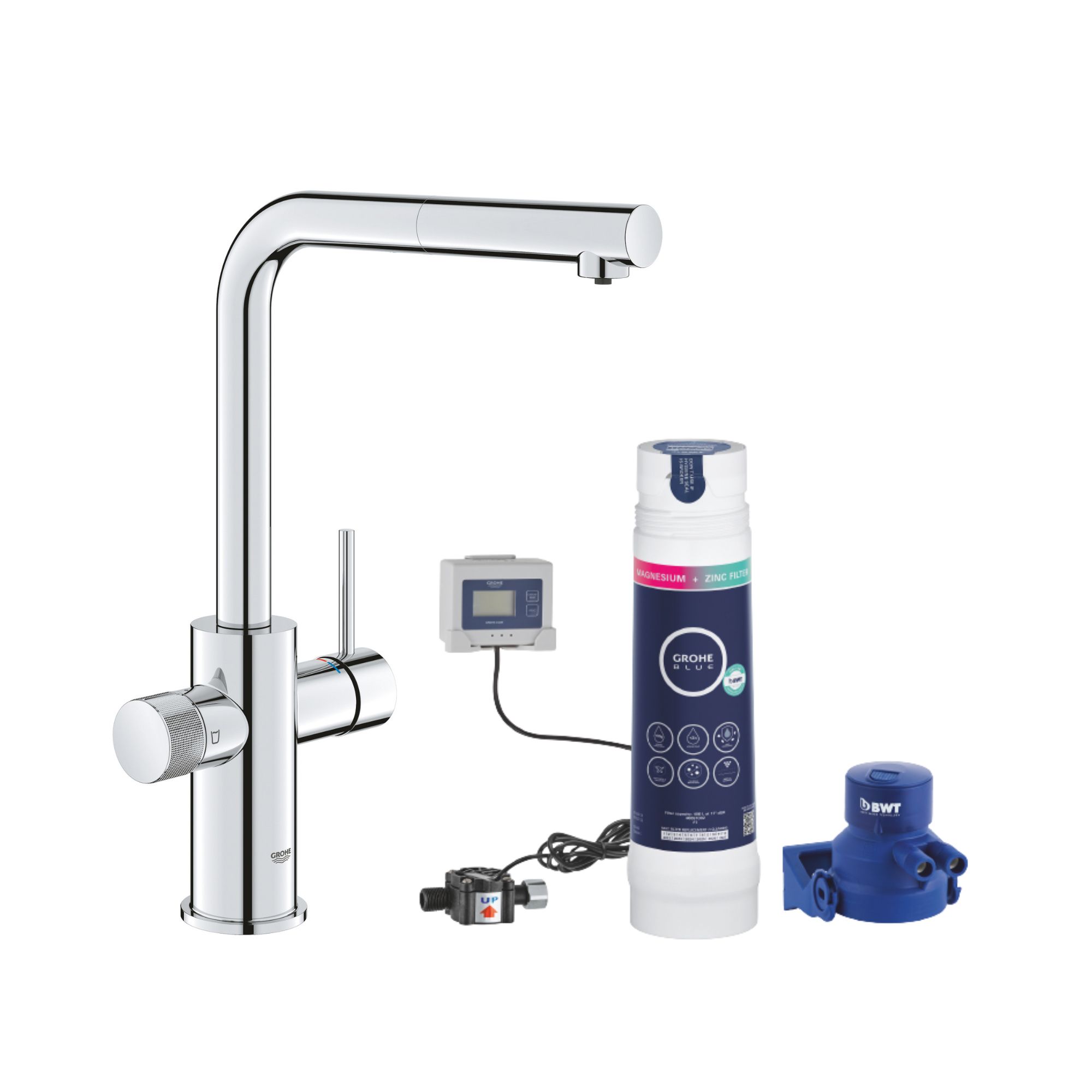 Grohe Blue Pure Minta Chrome effect Pull-out Water filter mono mixer ...