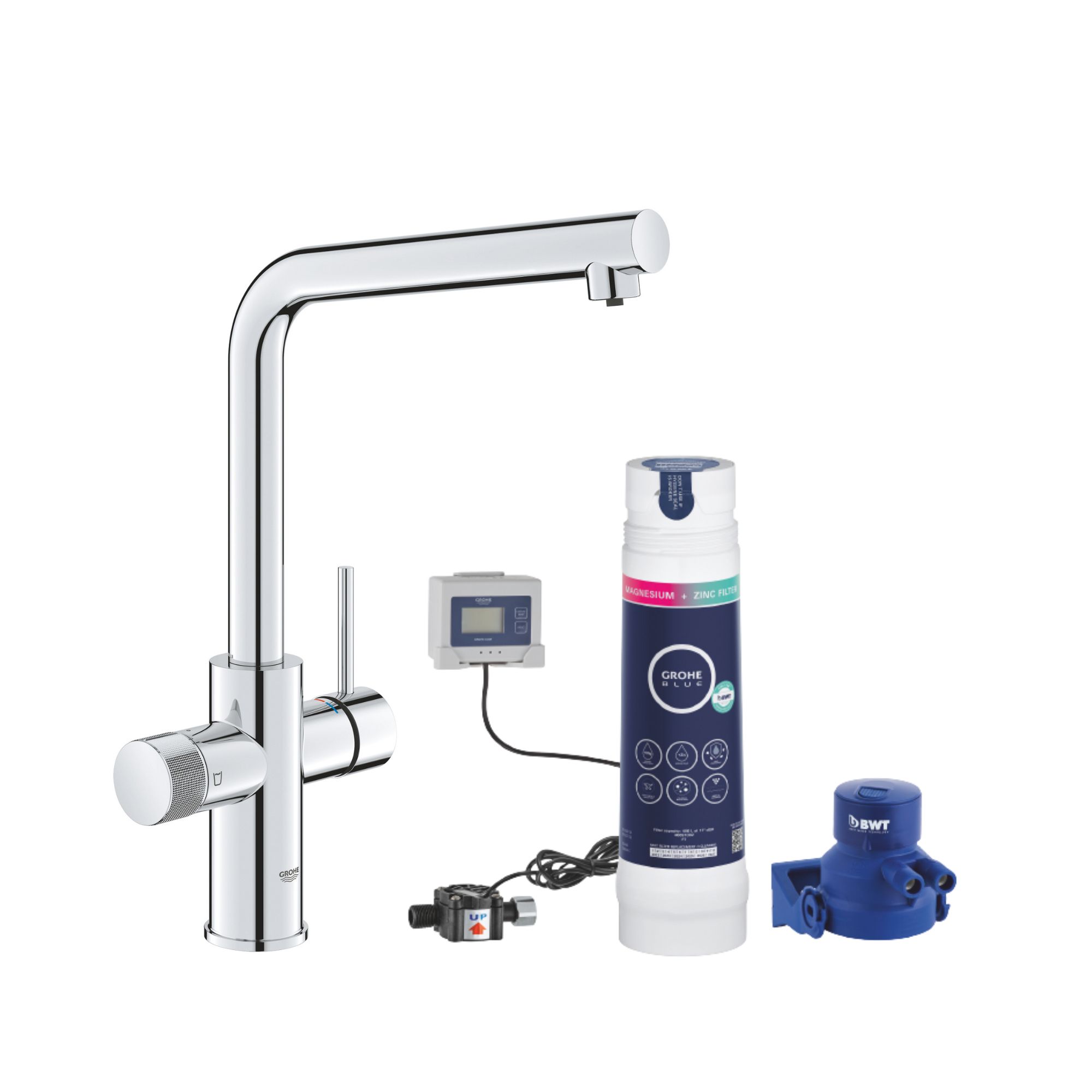 Grohe Blue Pure Minta Chrome effect Water filter mono mixer tap With ...