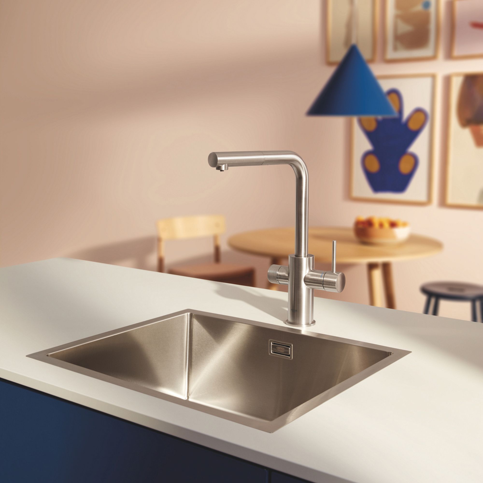 Grohe Blue Pure Minta Supersteel Stainless steel effect Pull-out Water ...