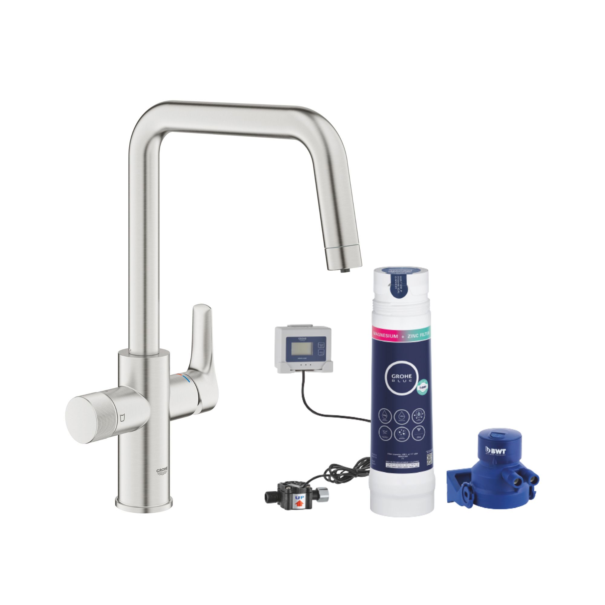 Grohe Blue Pure Minta Supersteel Stainless steel effect Water filter ...